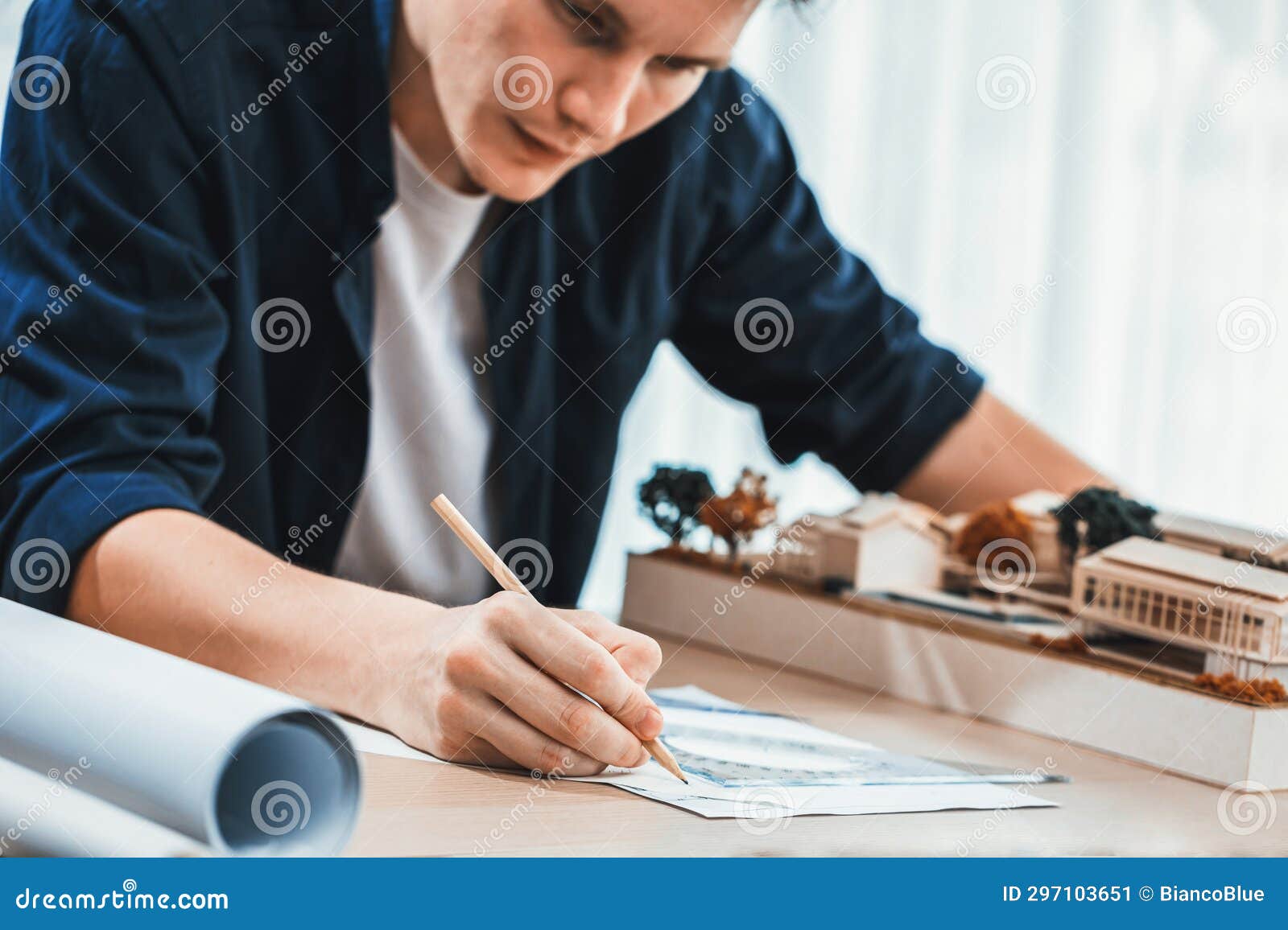 Drafting Interior House Design by Architect Designer. Iteration Stock ...