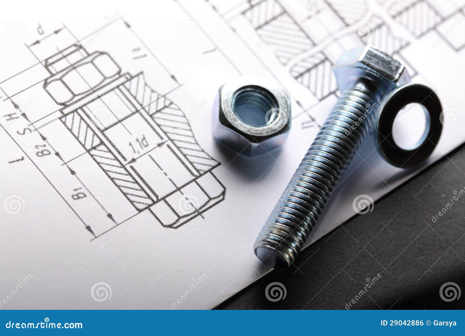 Drafting and bolt stock photo. Image of small, grey, metallic - 29042886