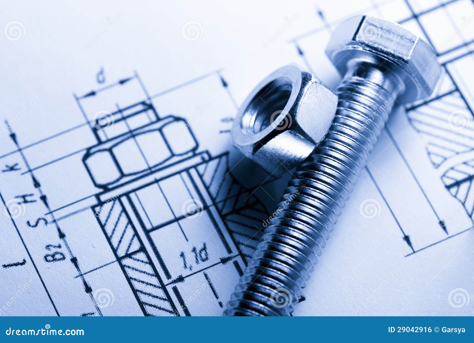 Drafting and bolt stock photo. Image of element, metal - 29042916