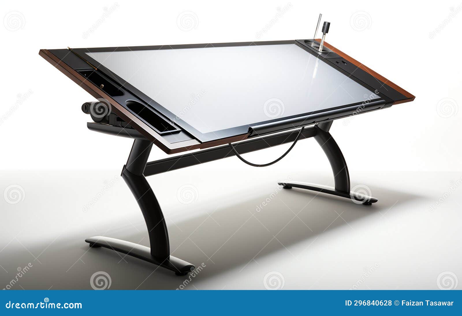 Drafting Table in Black on a White Background -Generative Ai Stock ...