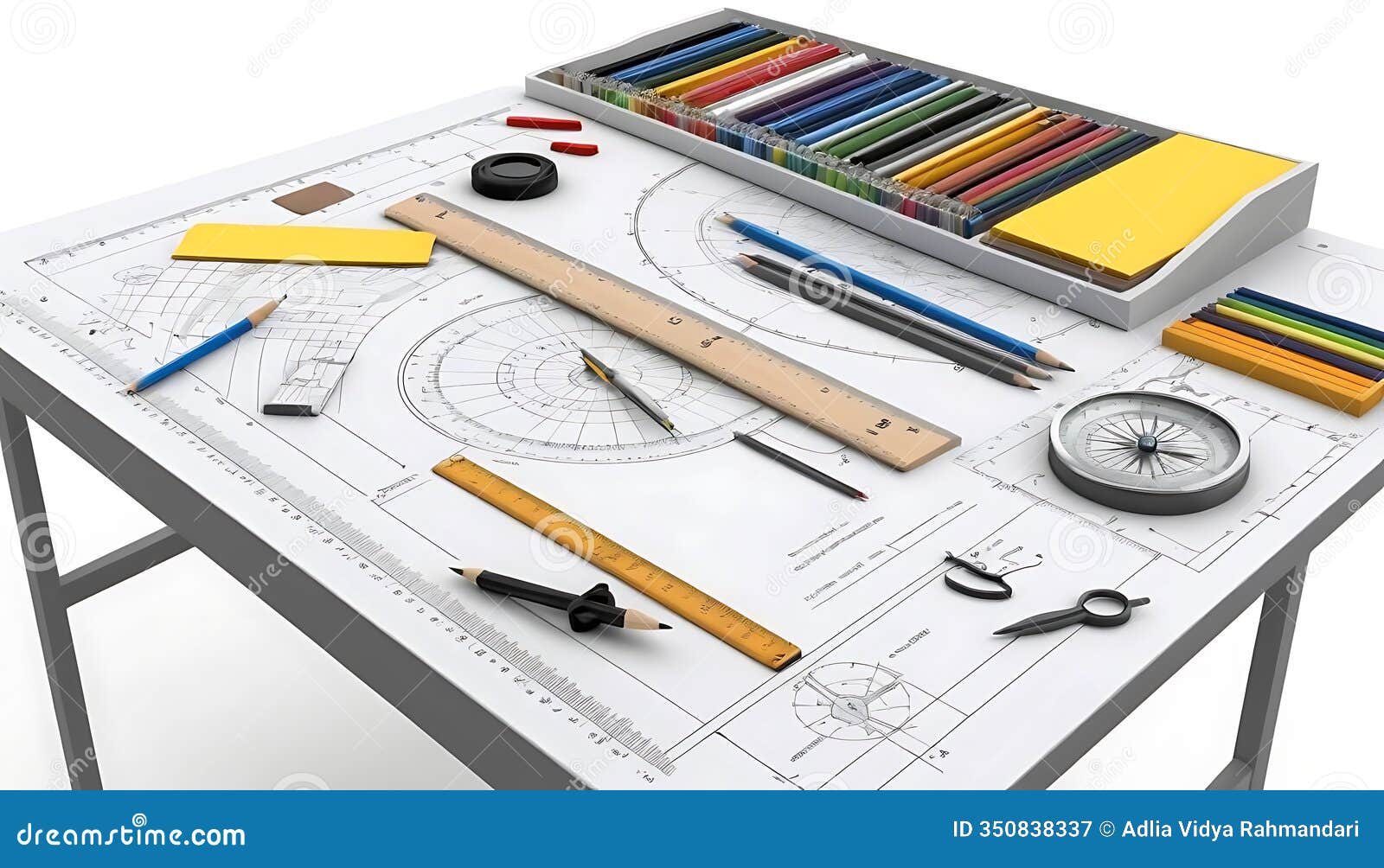 Architectural Drafting Table with Comprehensive Design Tools and ...
