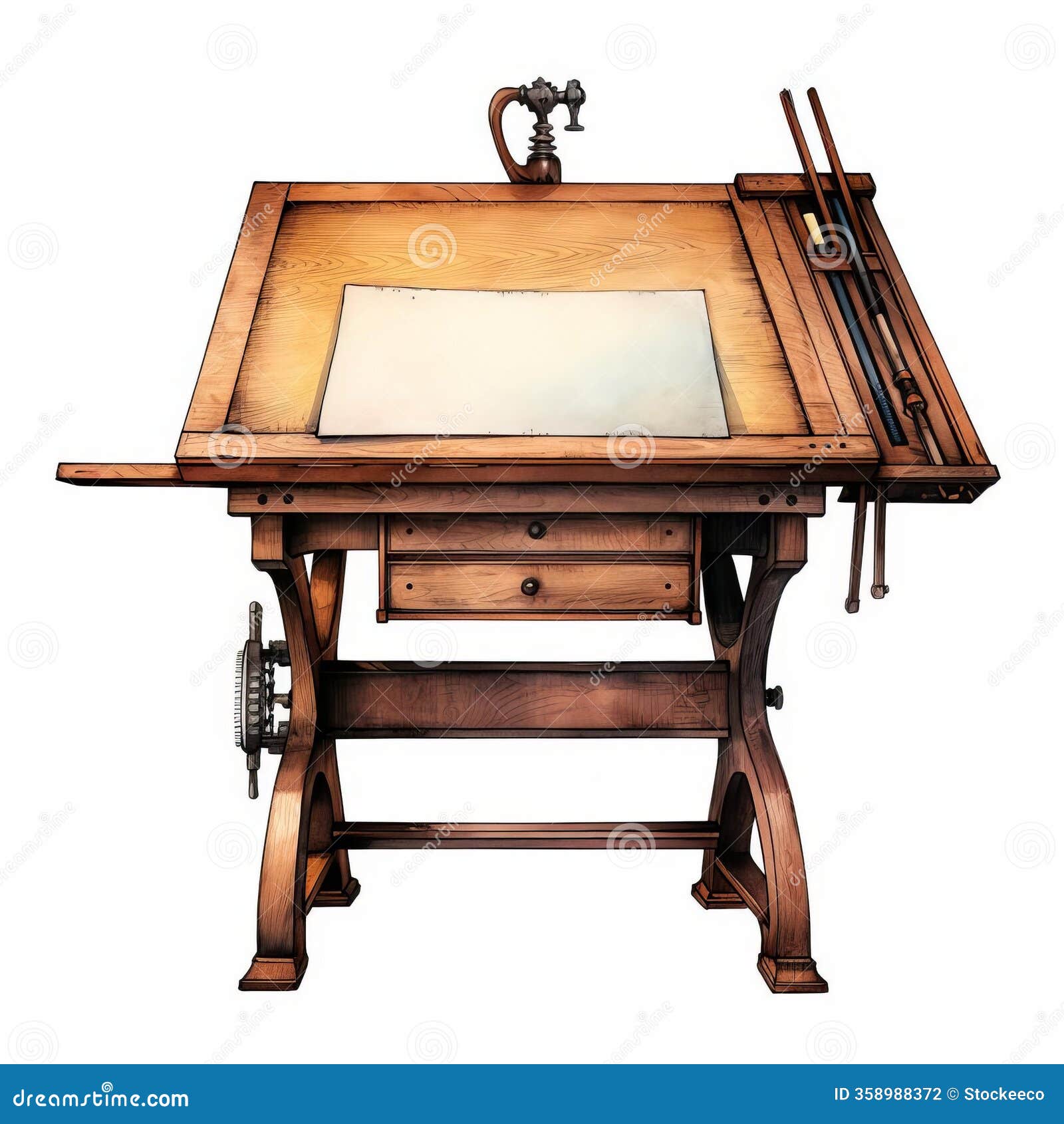 Traditional Wooden Drafting Table with Classic Design Elements Stock ...