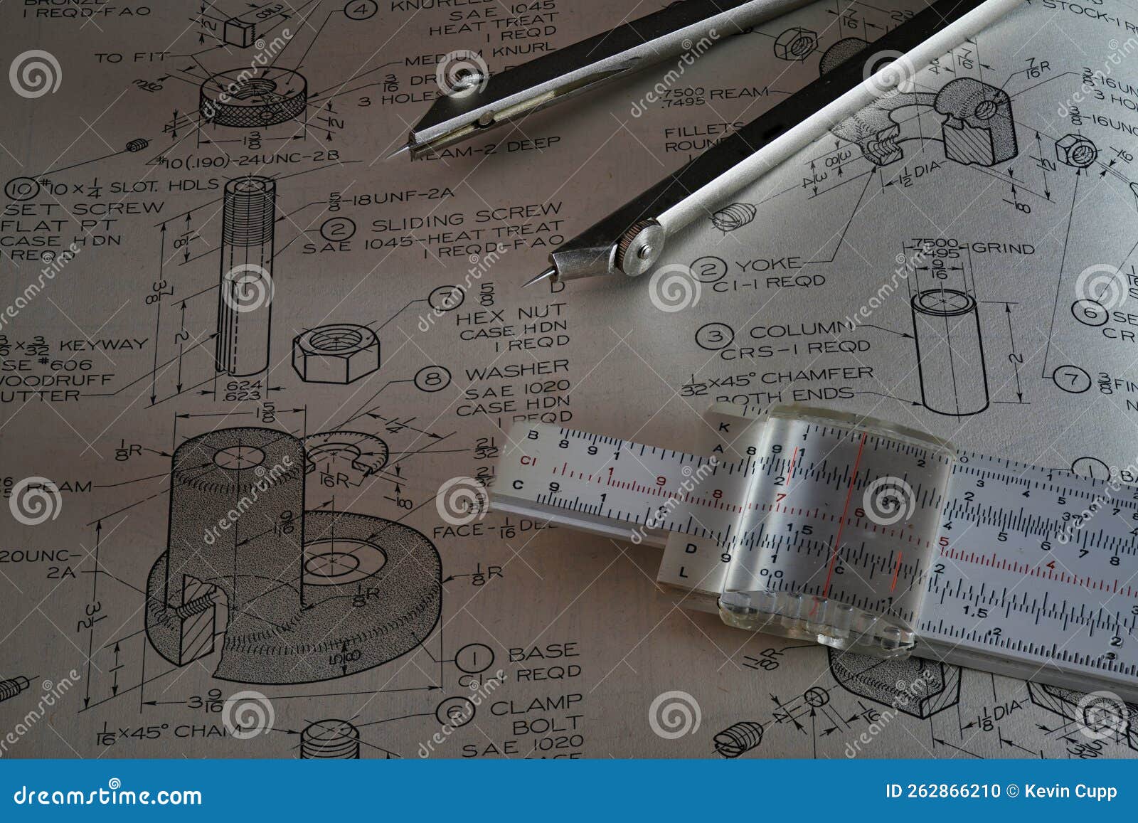Drafting Tools on Mechanical Drawings Stock Photo - Image of ...