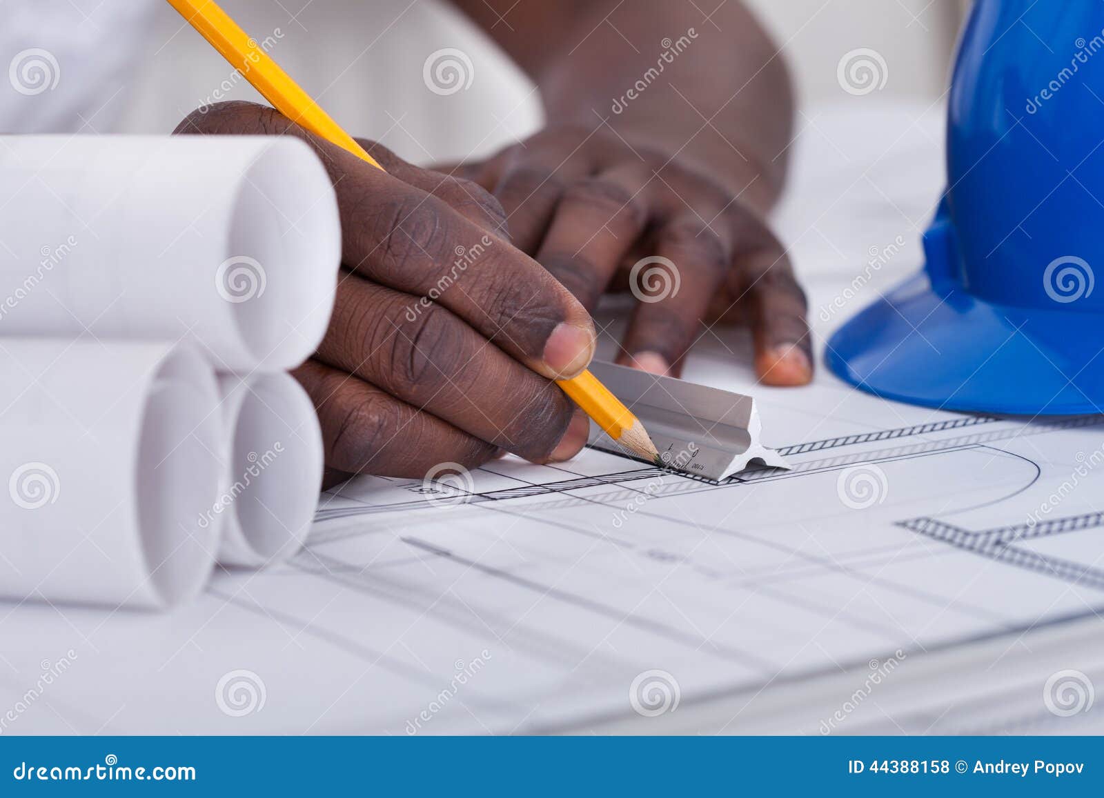 Draftsman Drawing Blueprint Stock Photo - Image of architect, measure ...