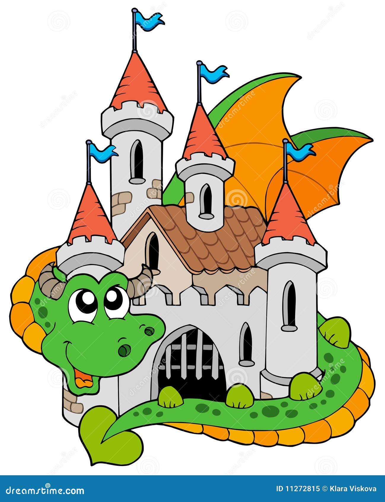 Dragón Con El Castillo Viejo Ilustración del Vector - Ilustración de ...