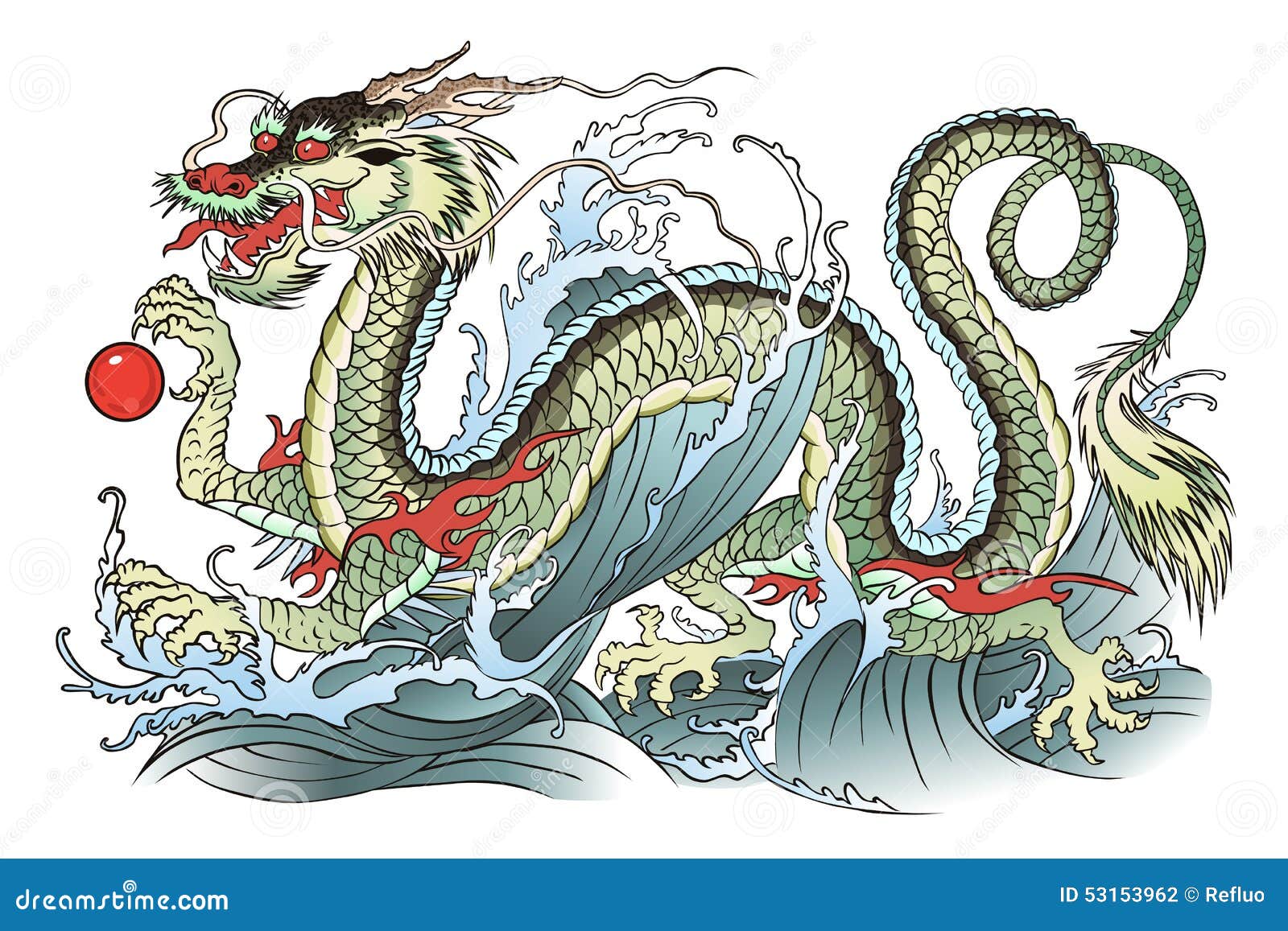 Dragón de agua ilustración del vector. Ilustración de agua - 53153962