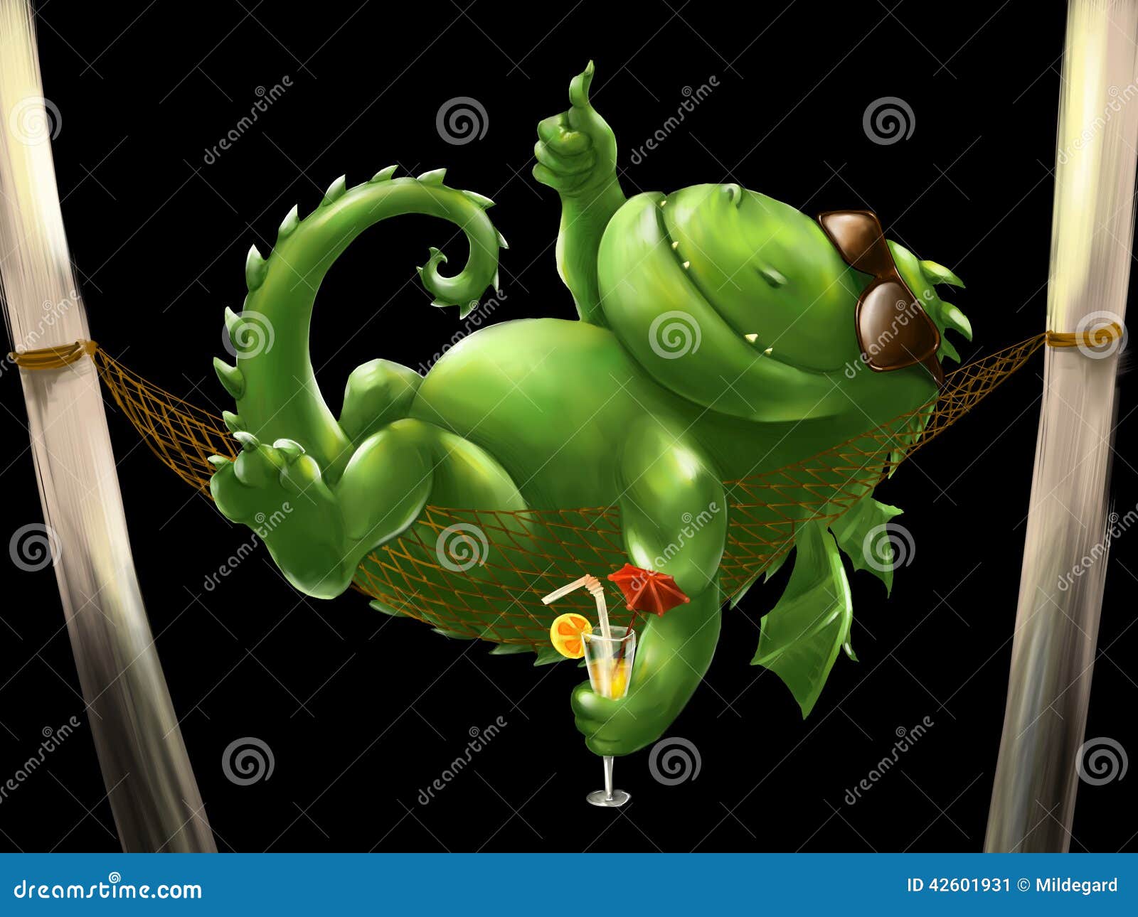 Dragón gordo en una hamaca imagen de archivo. Ilustración de arte ...