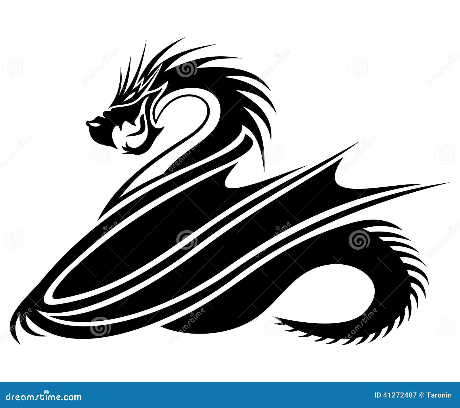 Dragón negro ilustración del vector. Ilustración de animal - 41272407