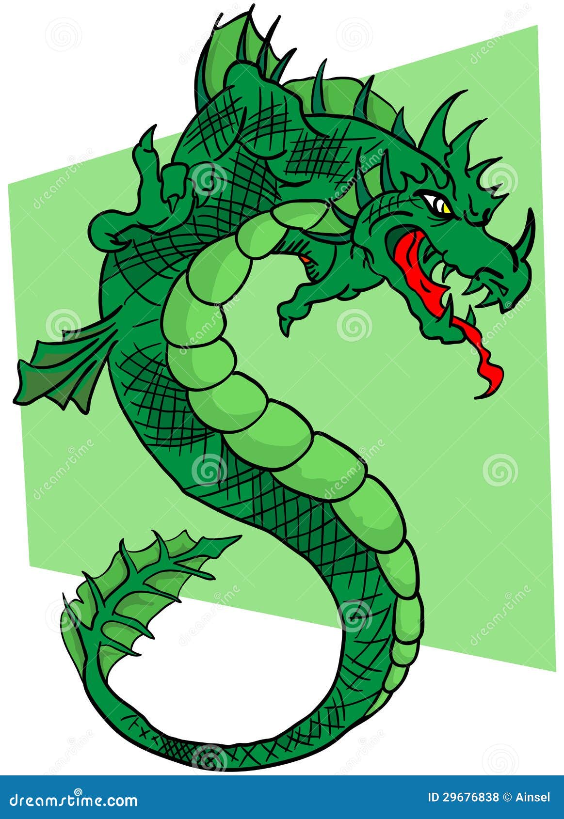 Dragón verde ilustración del vector. Ilustración de oriental - 29676838