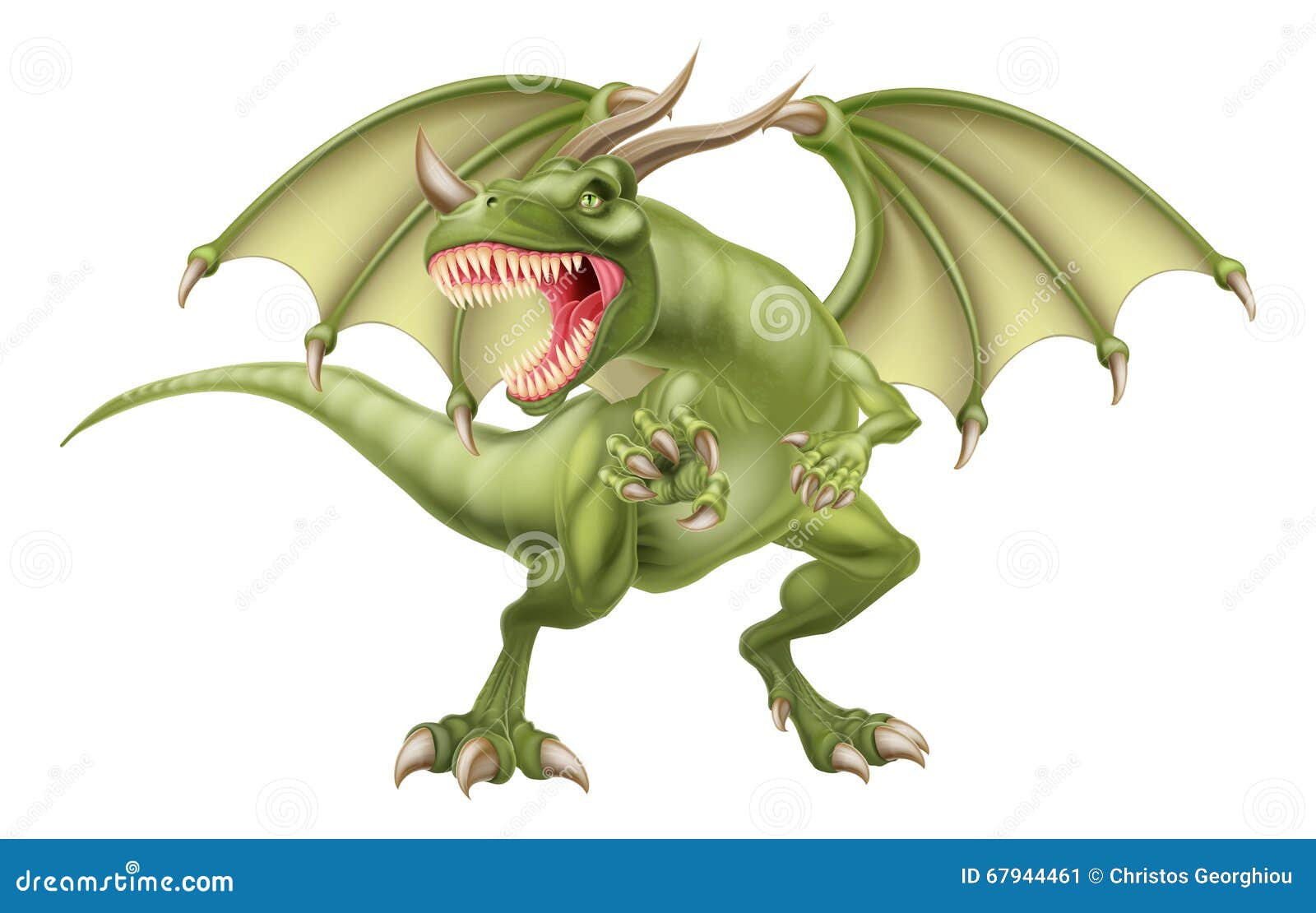 Dragón verde ilustración del vector. Ilustración de enojado - 67944461