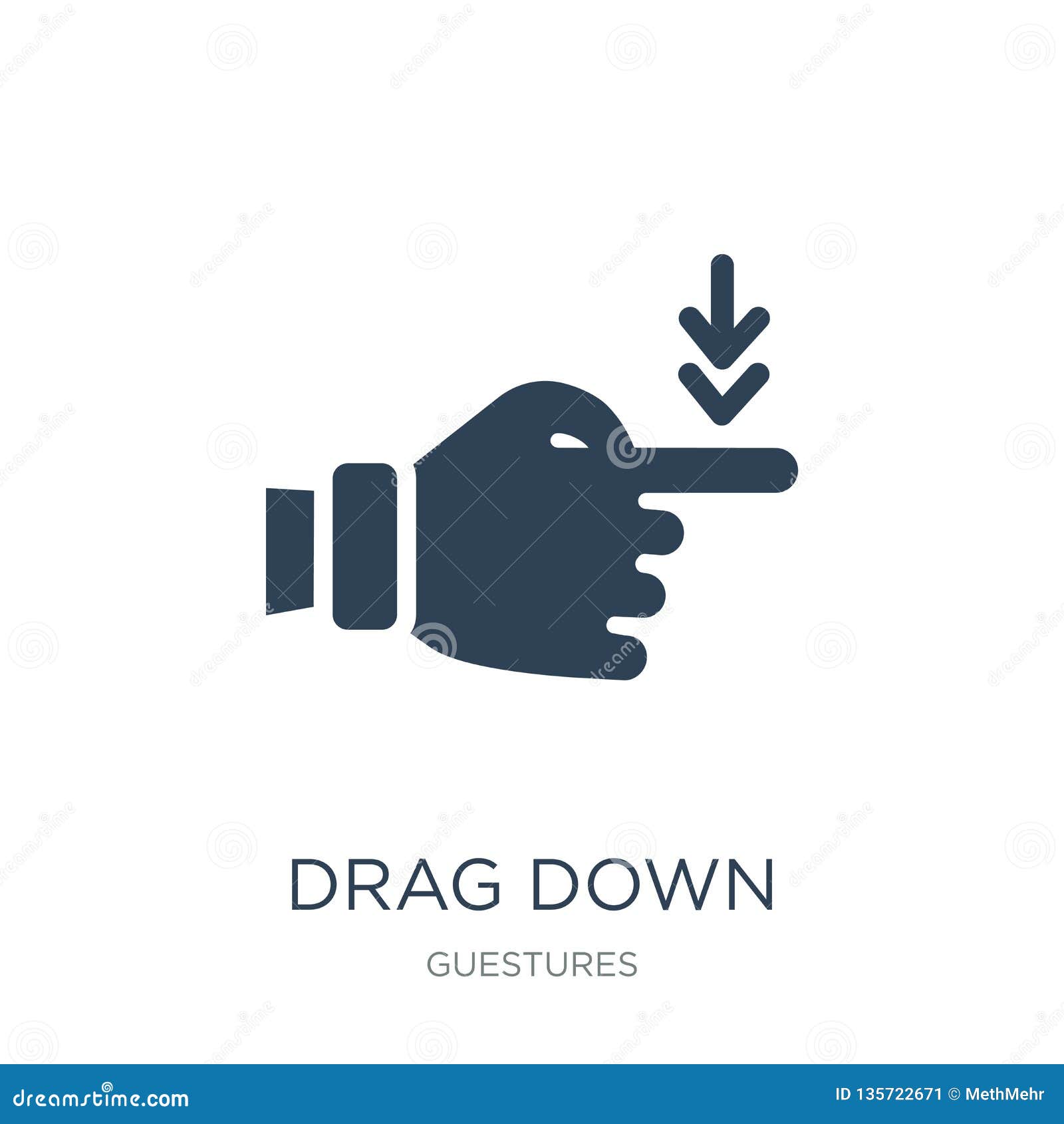 Drag Down Icon in Trendy Design Style. Drag Down Icon Isolated on White ...