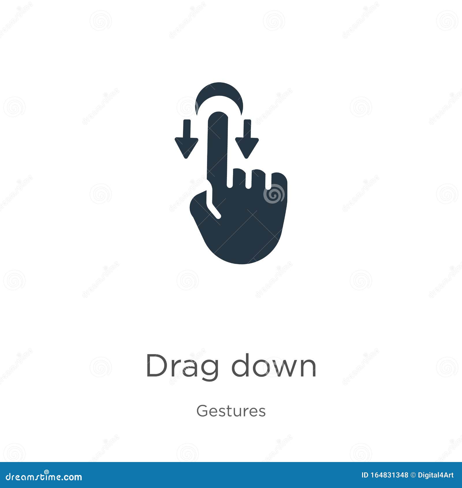 Drag Down Icon Vector. Trendy Flat Drag Down Icon from Gestures ...