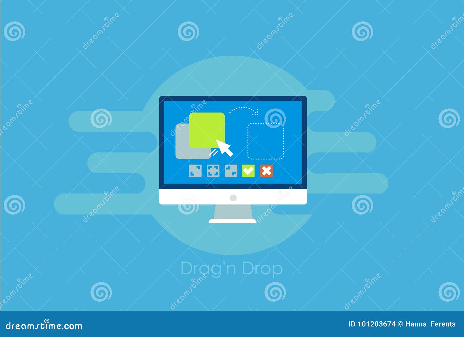 Drag and Drop Banner. Computer with the Program Stock Vector ...