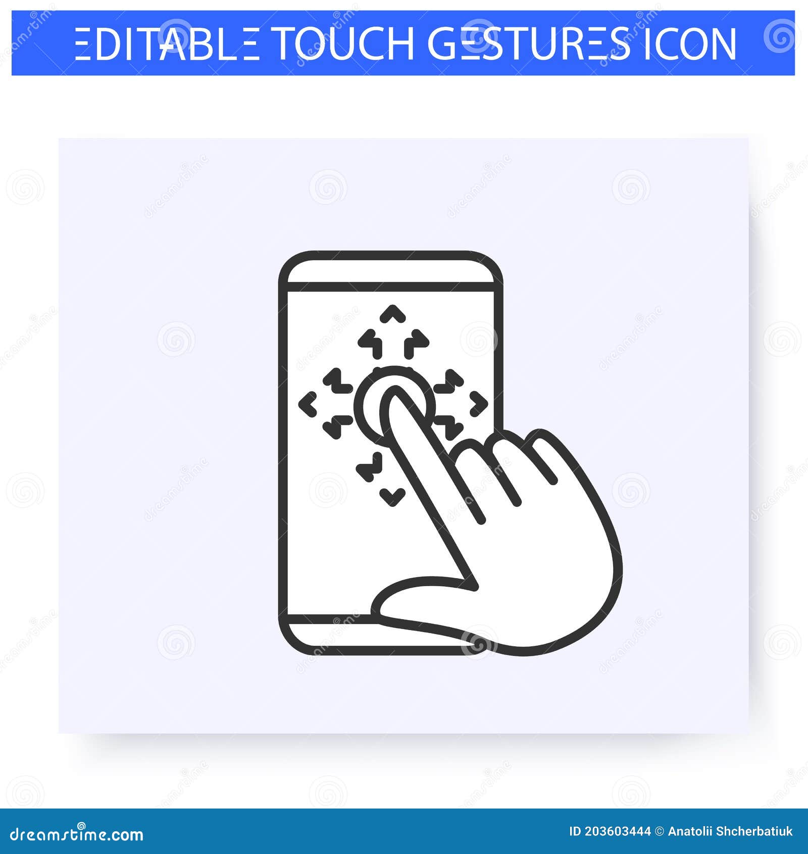 Drag Hand Gesture Line Icon. Editable Stock Vector - Illustration of ...