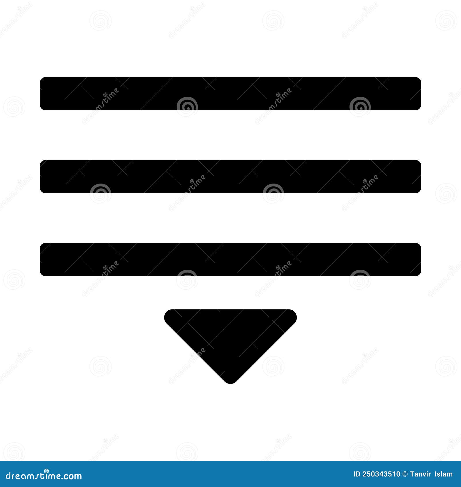 Drag List Down Icon stock vector. Illustration of list - 250343510