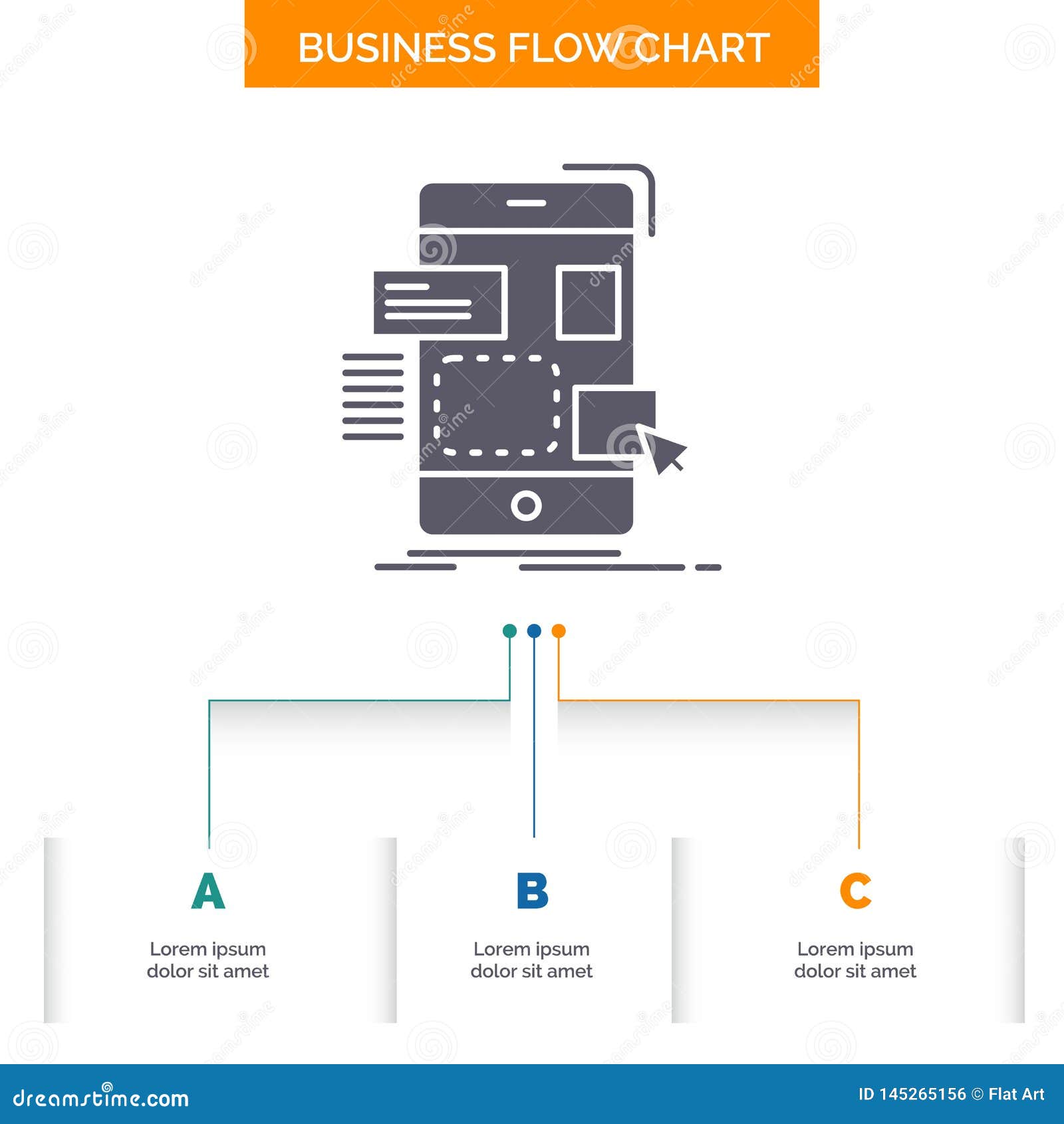 Drag, Mobile, Design, Ui, Ux Business Flow Chart Design with 3 Steps ...