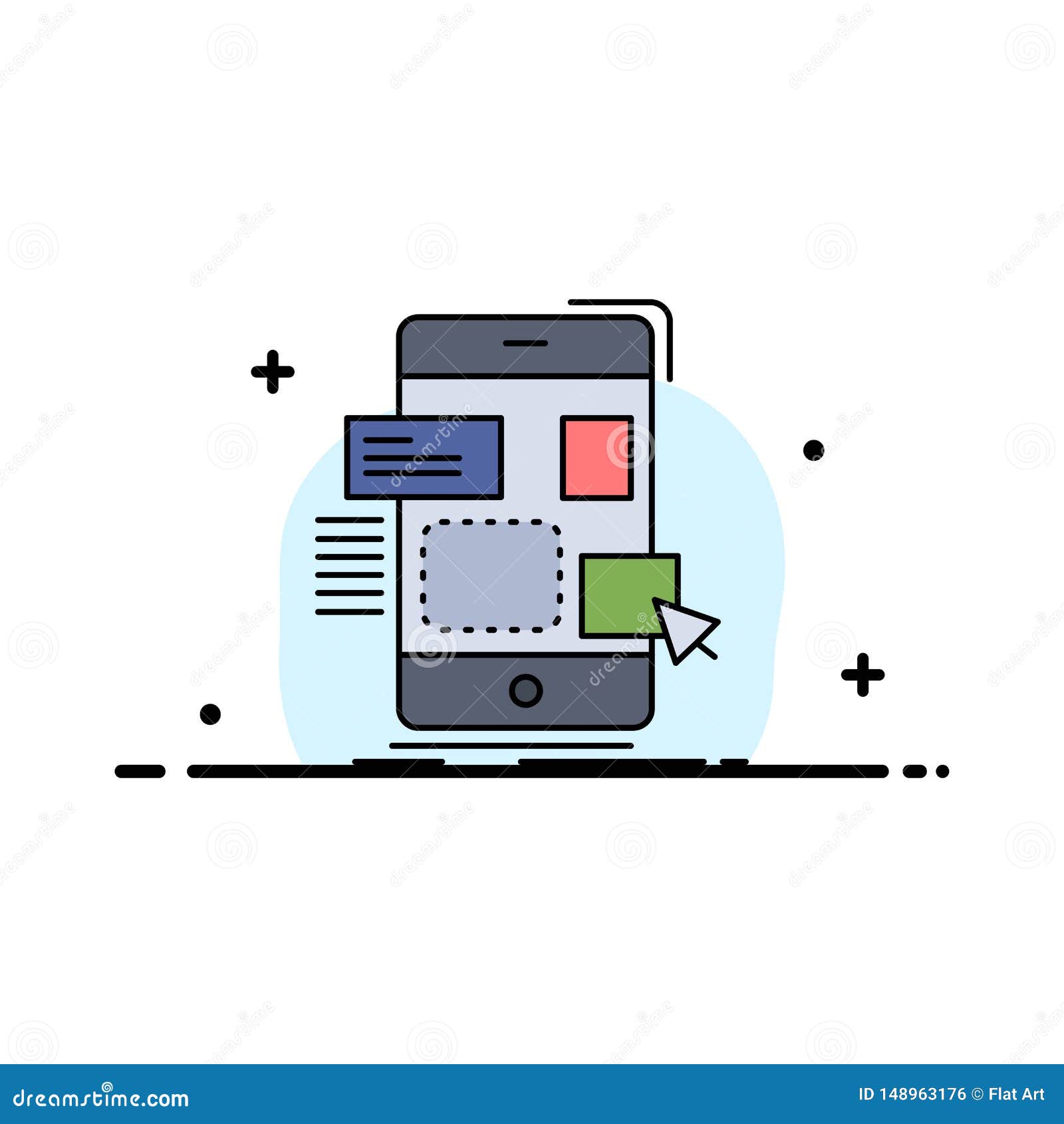 Drag, Mobile, Design, Ui, Ux Flat Color Icon Vector Stock Vector ...