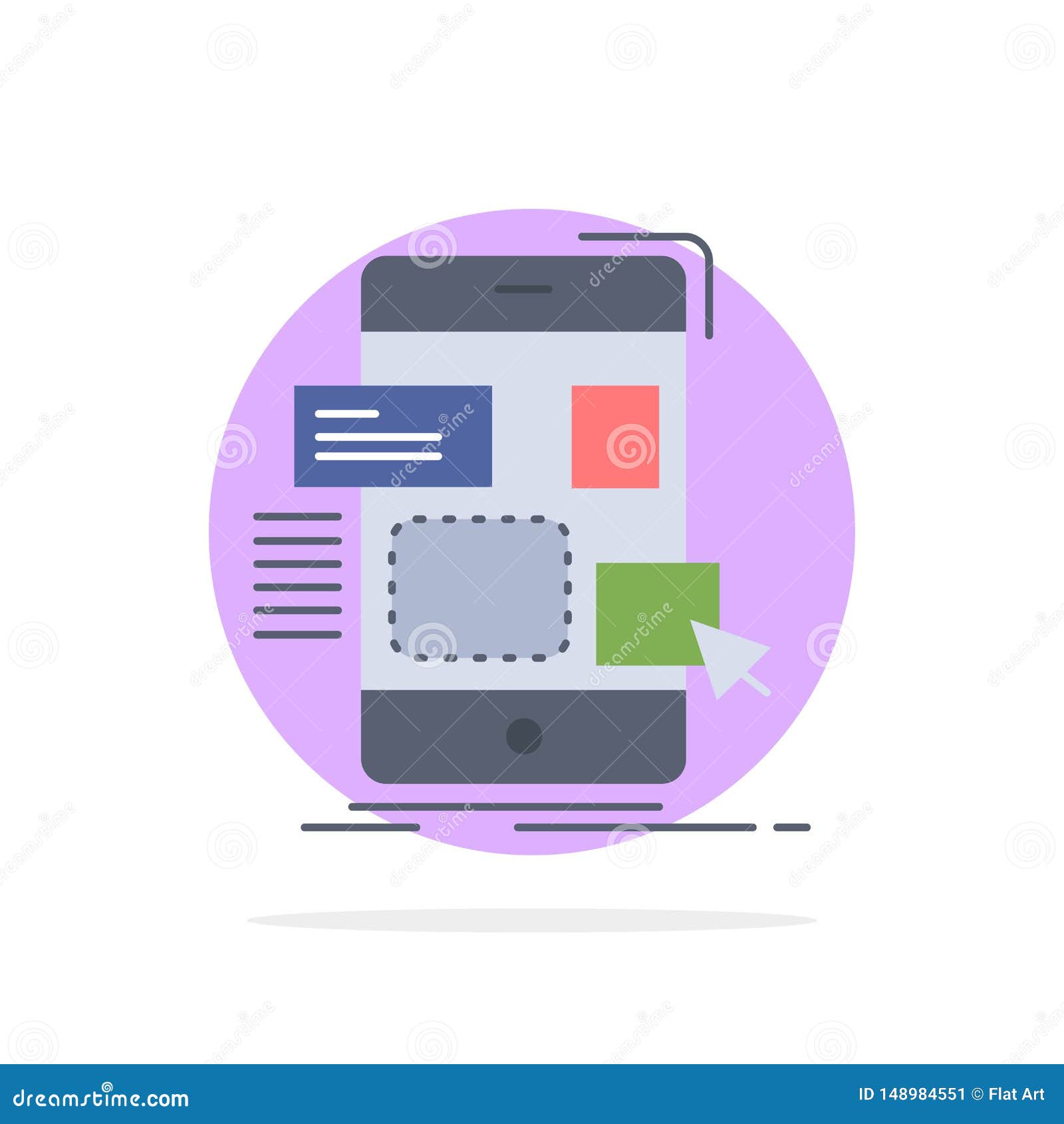 Drag, Mobile, Design, Ui, Ux Flat Color Icon Vector Stock Vector ...