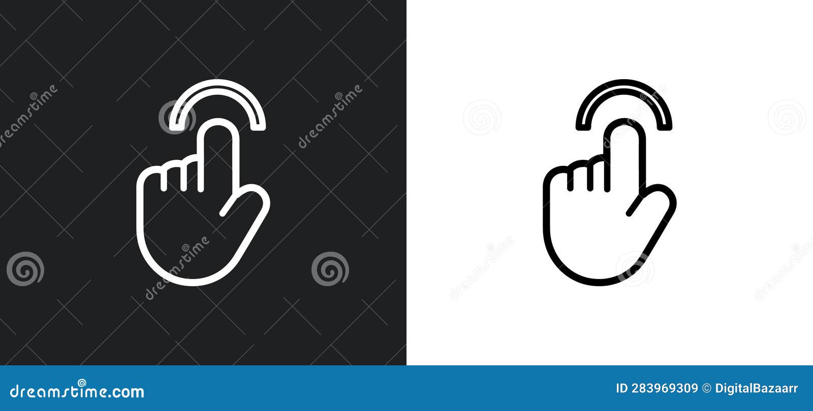 Drag Outline Icon in White and Black Colors. Drag Flat Vector Icon from ...