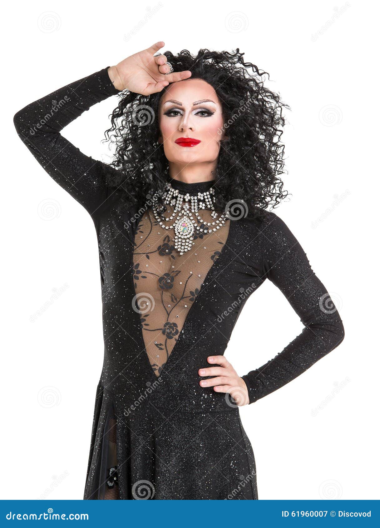 Drag Queen in Black Evening Dress Performing Stock Image - Image of ...