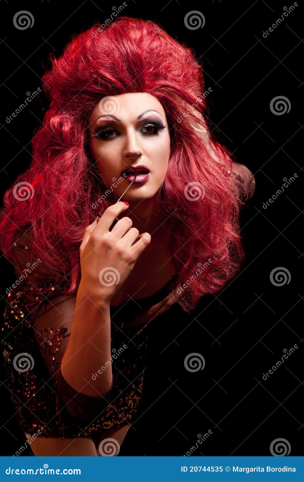 Drag-Queen. Man Dressed As Woman. Stock Image - Image of club, black ...