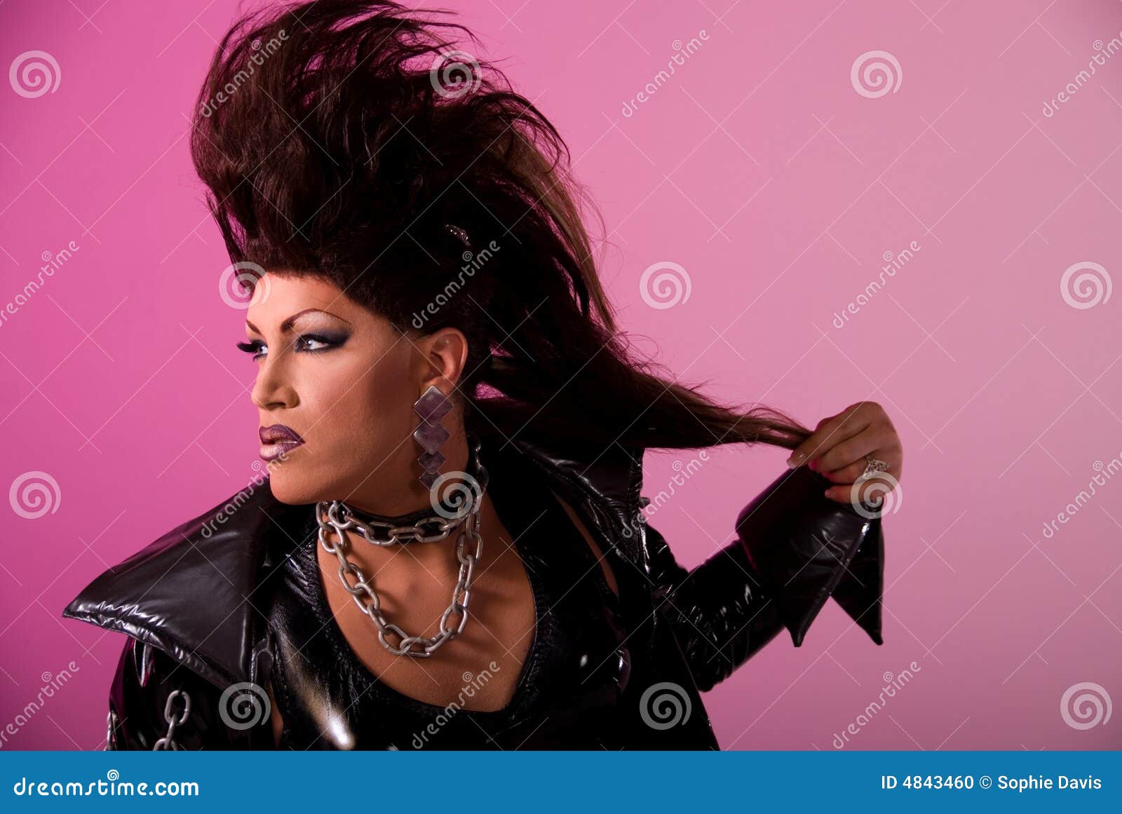 Drag queen with Mohawk. stock photo. Image of chains, cape - 4843460