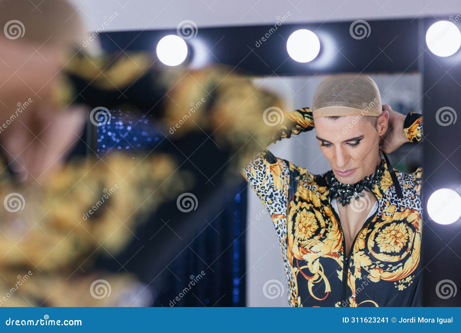 Drag Queen Performer Getting Ready in a Dressing Room. Stock Image ...