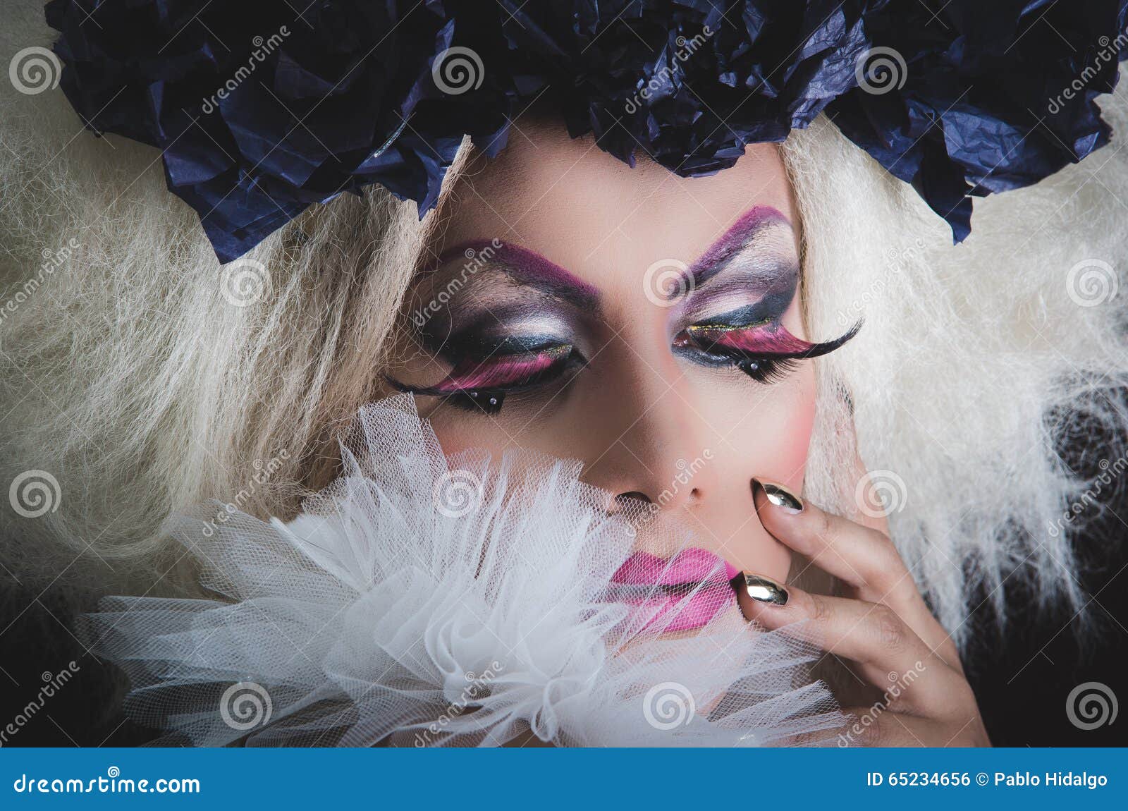 Drag Queen with Spectacular Makeup, Glamorous Stock Photo - Image of ...