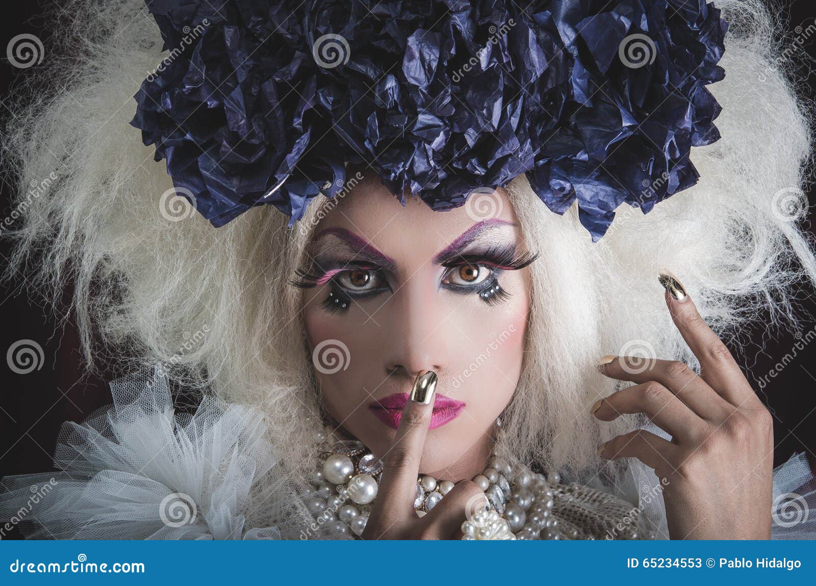 Drag Queen with Spectacular Makeup, Glamorous Stock Image - Image of ...