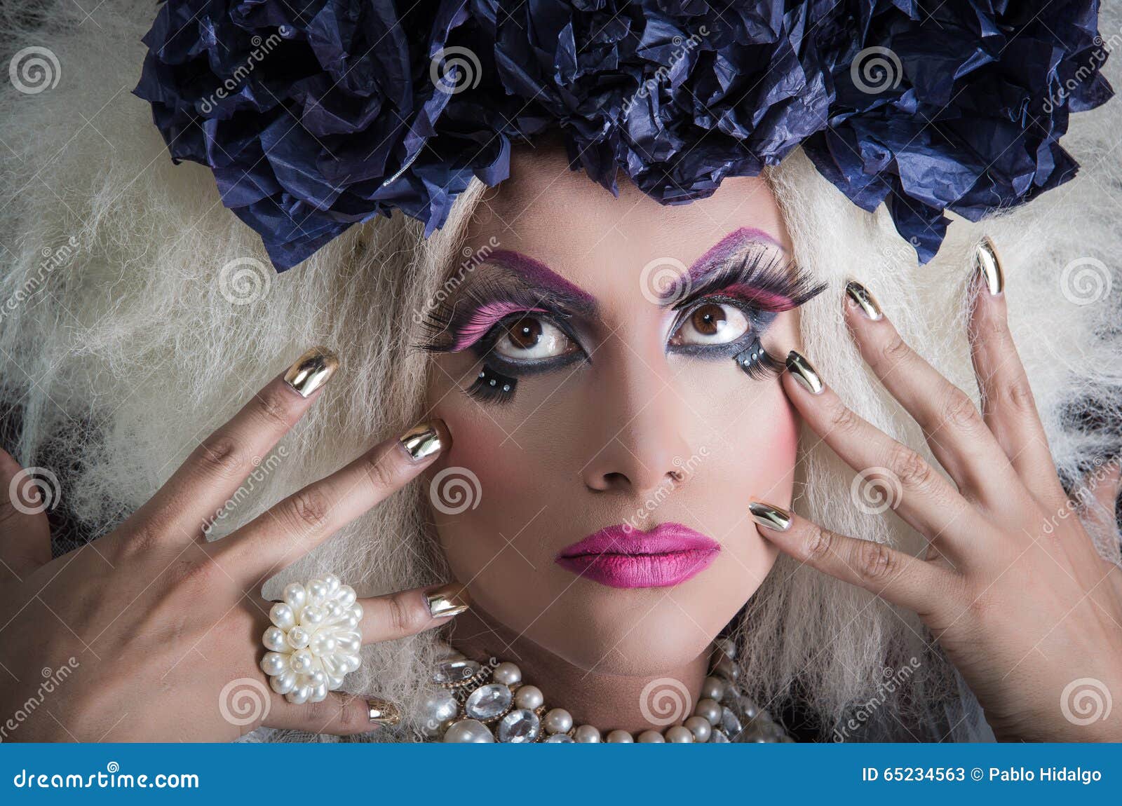 Drag Queen with Spectacular Makeup, Glamorous Stock Image - Image of ...