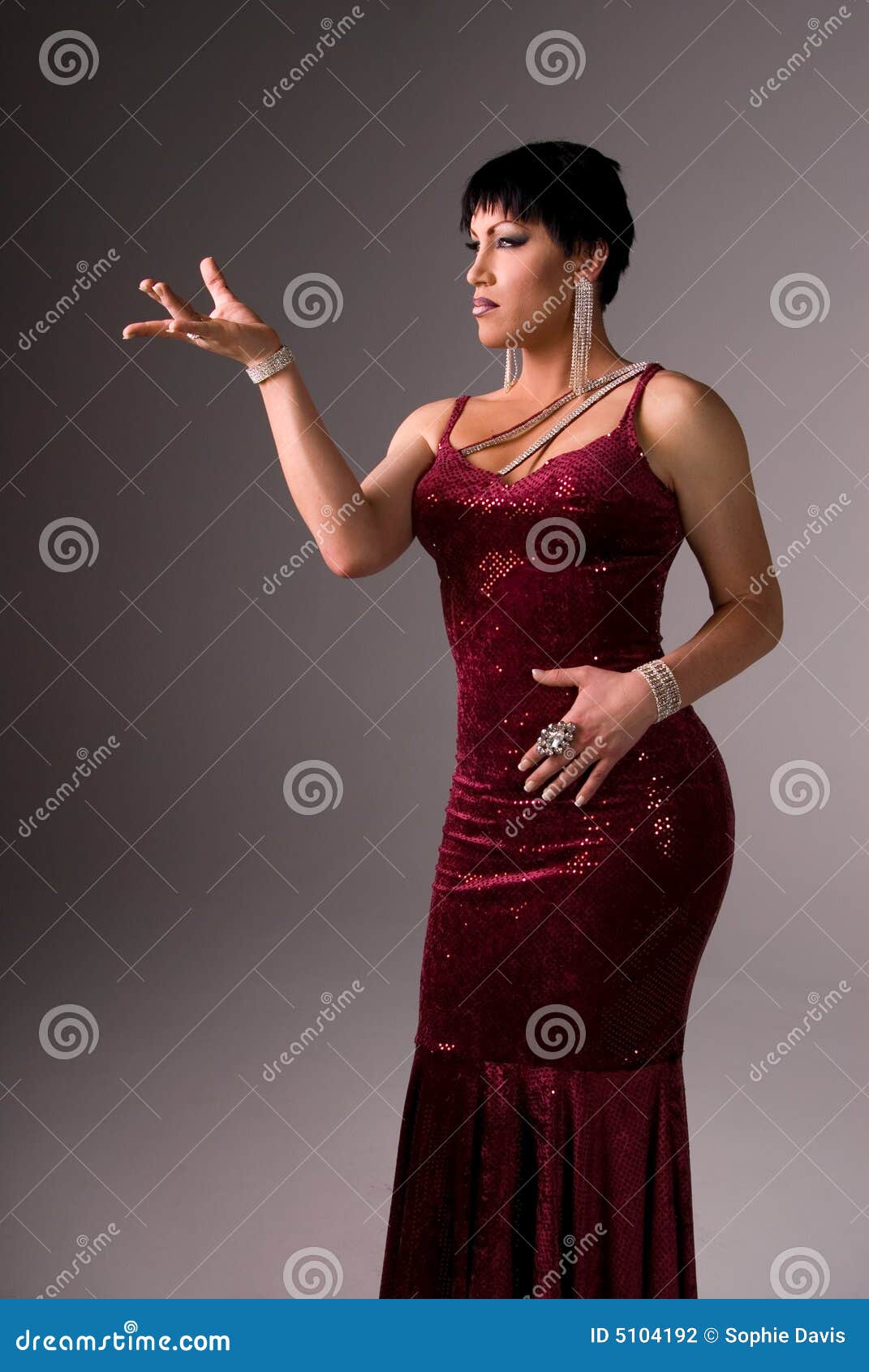Drag Queen in Velvet Dress. Stock Photo - Image of elegant, expression ...