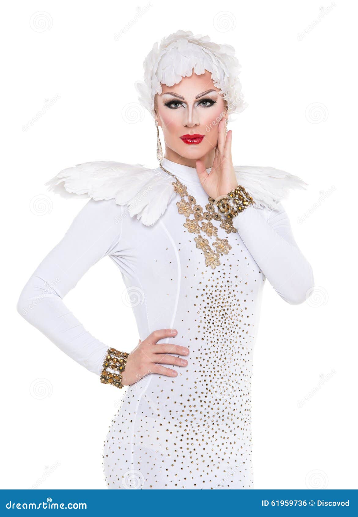 Drag Queen in White Dress Performing Stock Photo - Image of artist ...