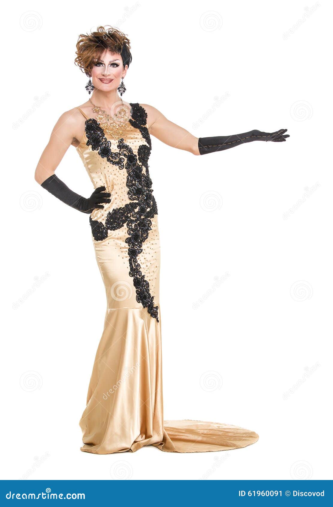 Drag Queen in Yellow Dress Performing Stock Image - Image of female ...