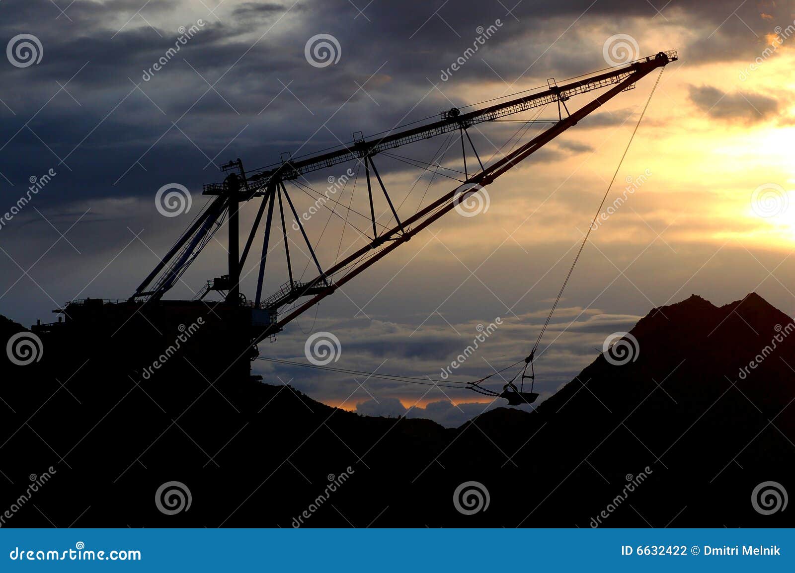Dragline in the evening stock photo. Image of rock, shape - 6632422