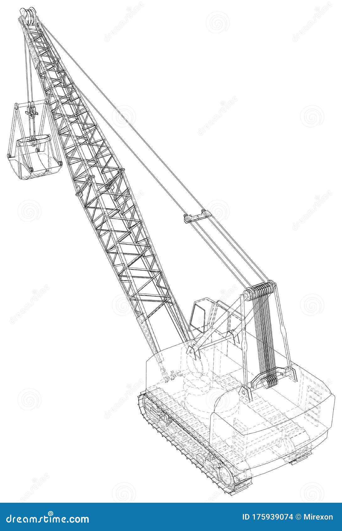 Dragline Excavator. the Layers of Visible and Invisible Lines are ...
