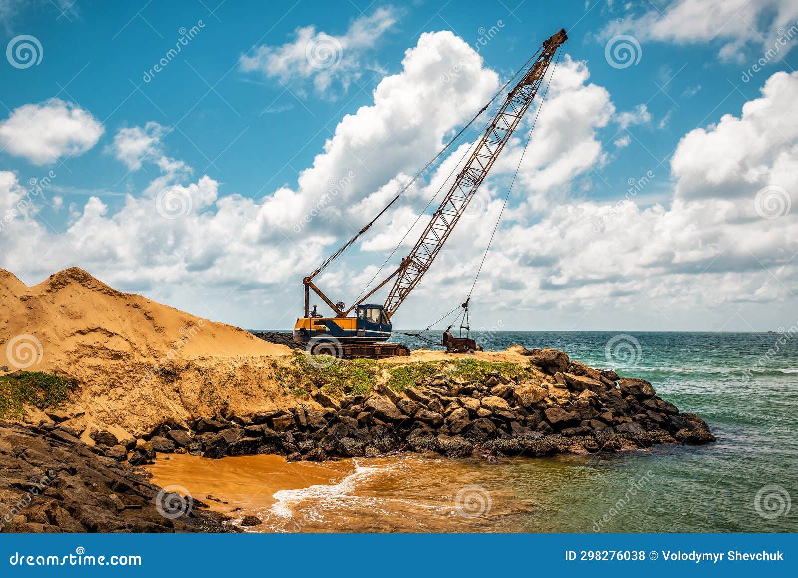Dragline Excavator on the Sea Beach Stock Photo - Image of harbor ...