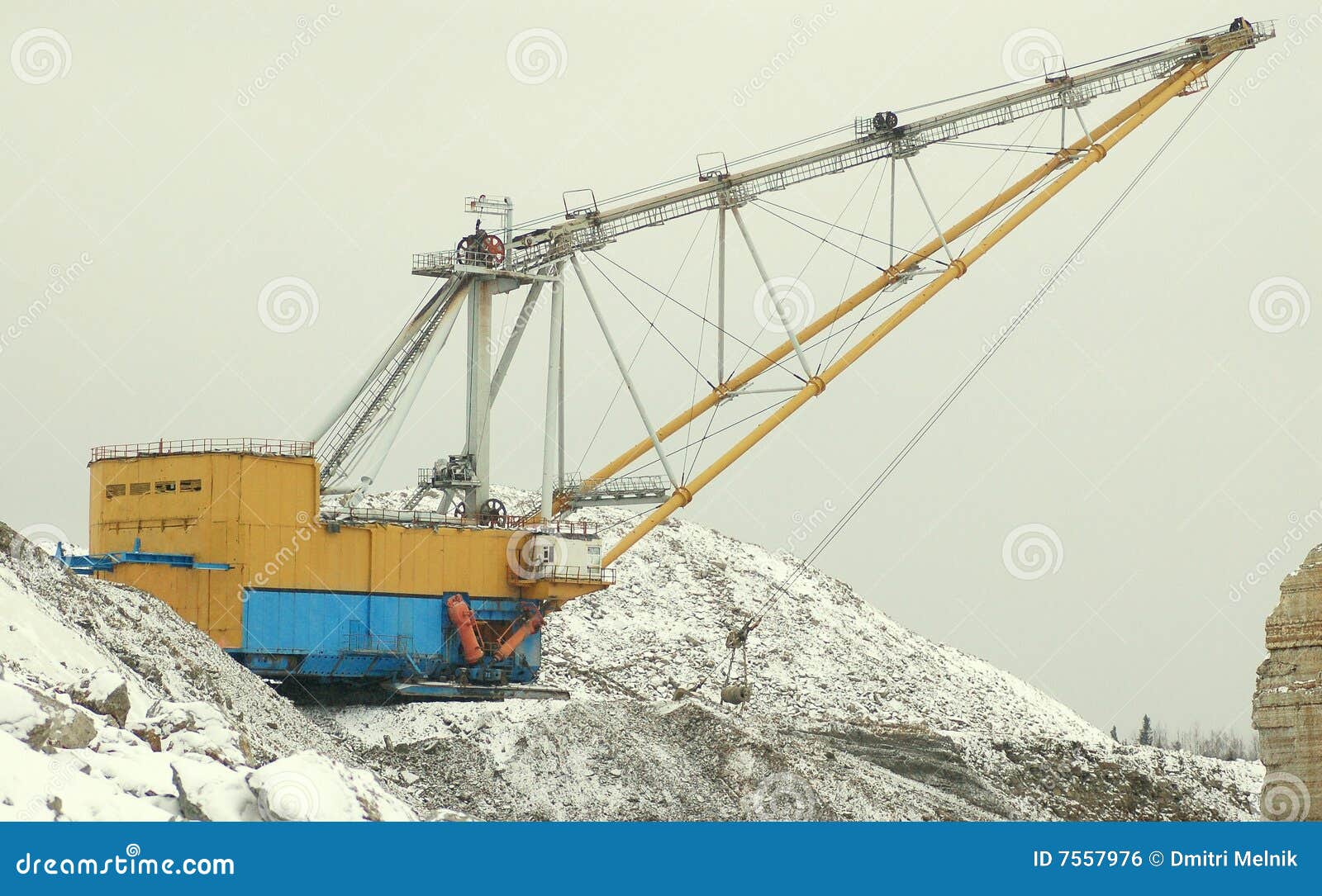 Dragline in open pit stock photo. Image of snow, limestone - 7557976