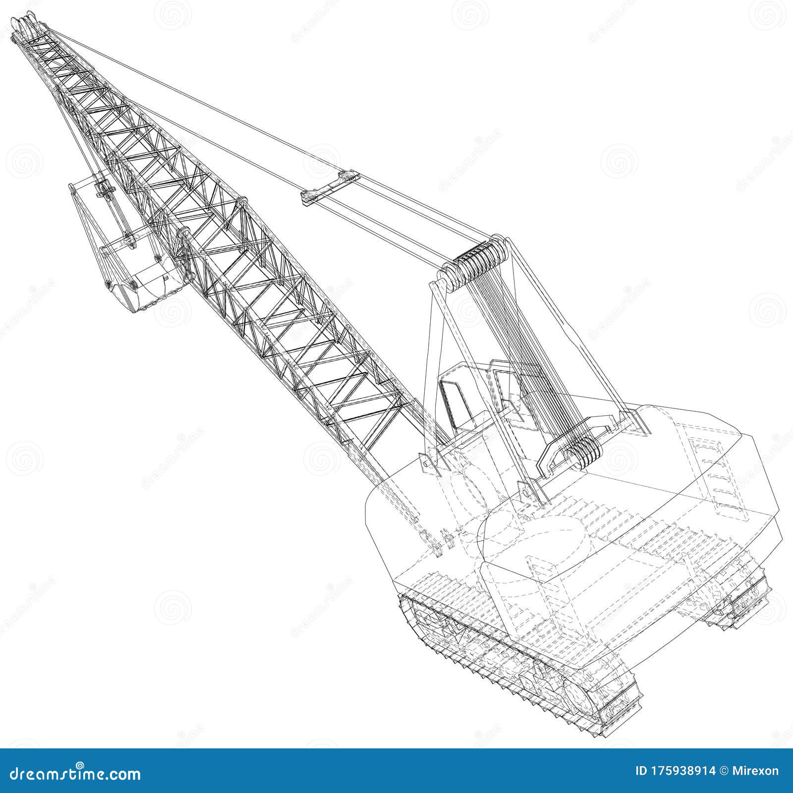 Dragline Walking Excavator with a Ladle. Vector Illustration. Vector ...