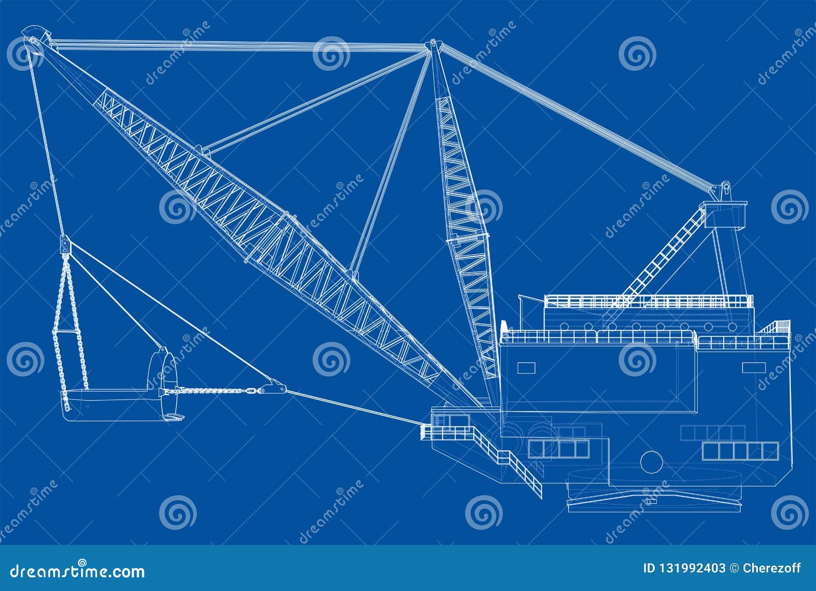 Dragline Walking Excavator. Vector Stock Vector - Illustration of ...