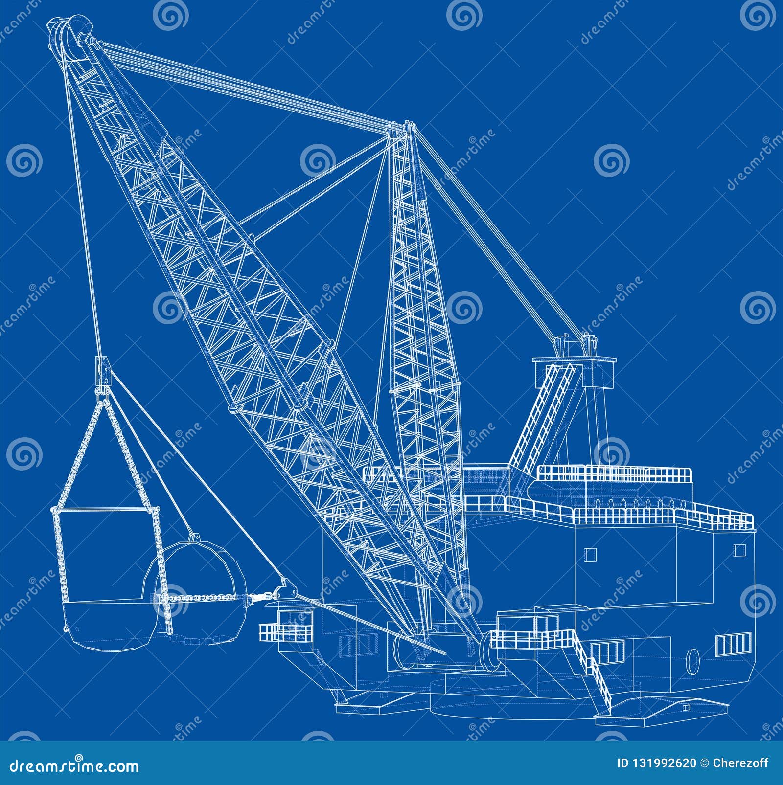 Dragline Walking Excavator. Vector Stock Vector - Illustration of heap ...