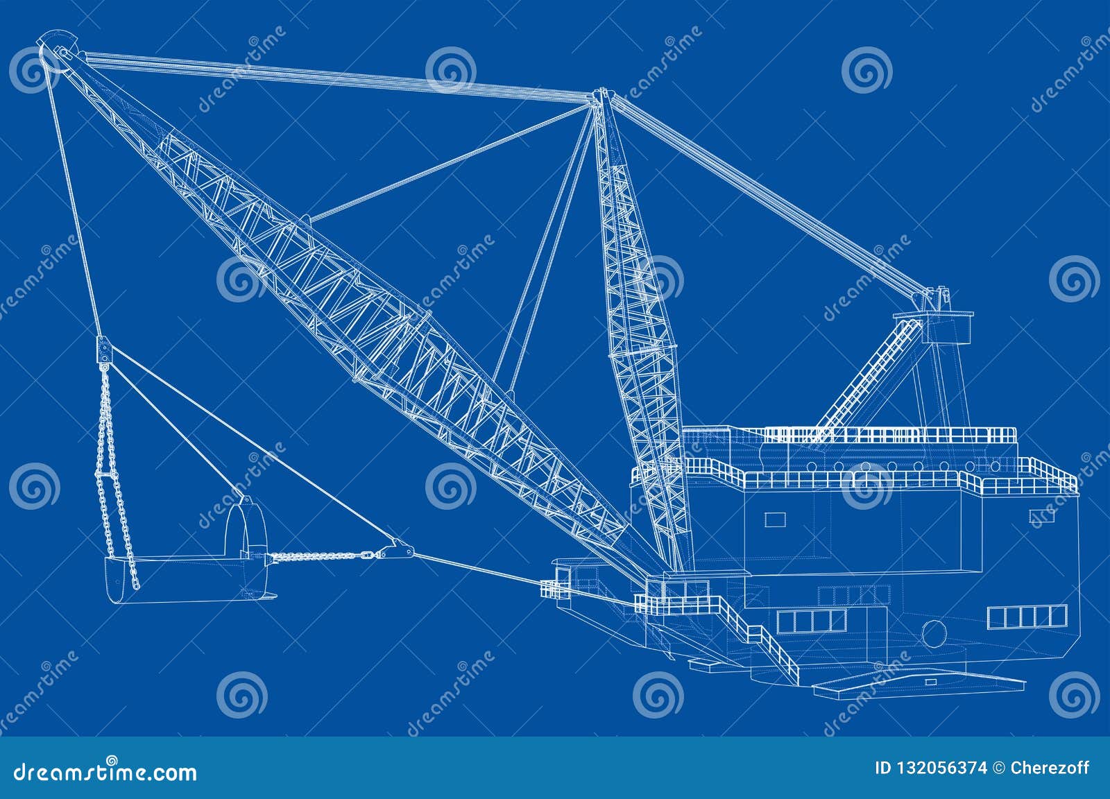 Dragline Walking Excavator. Vector Stock Vector - Illustration of mover ...