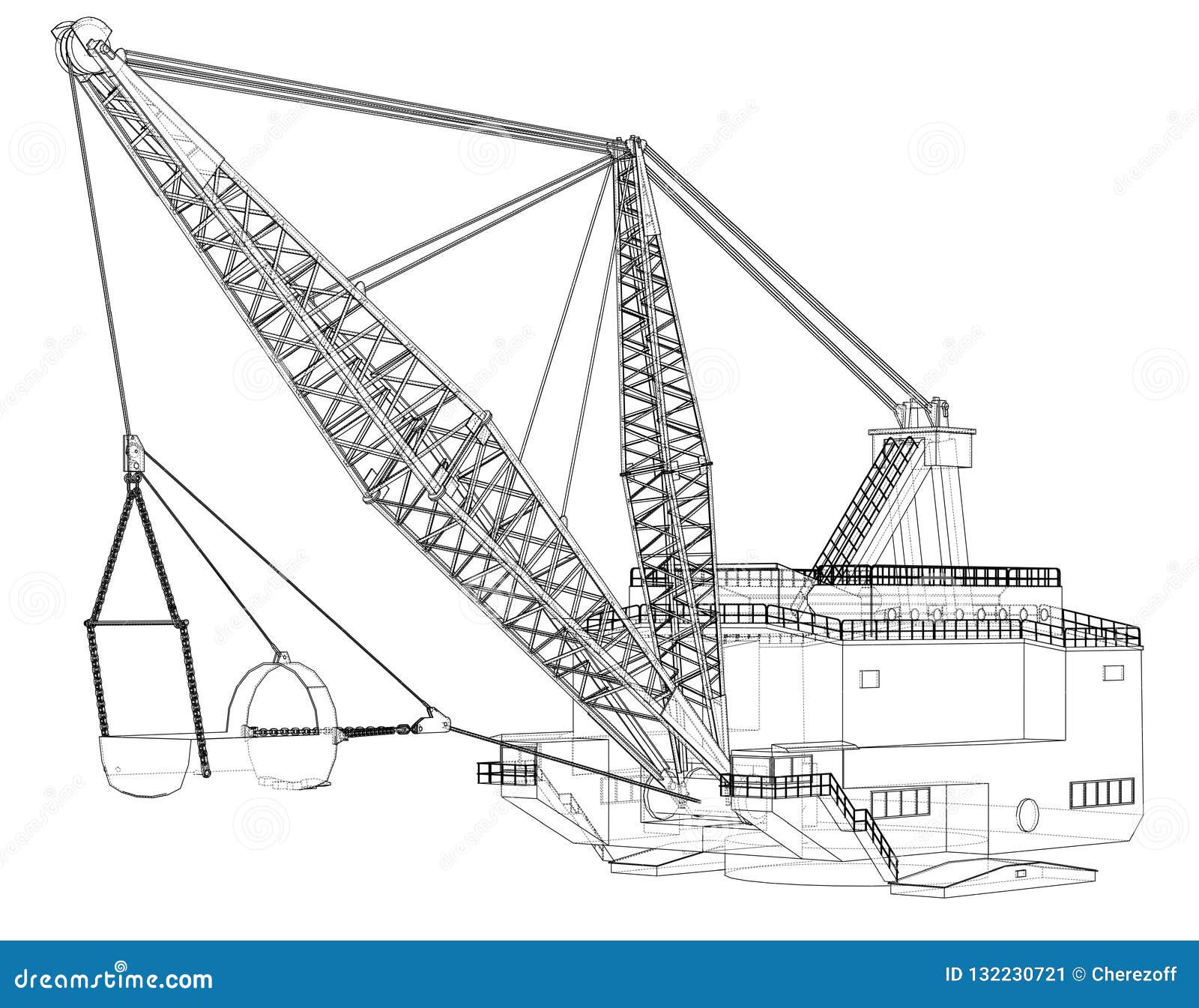 Dragline Walking Excavator. Vector Stock Vector - Illustration of ...