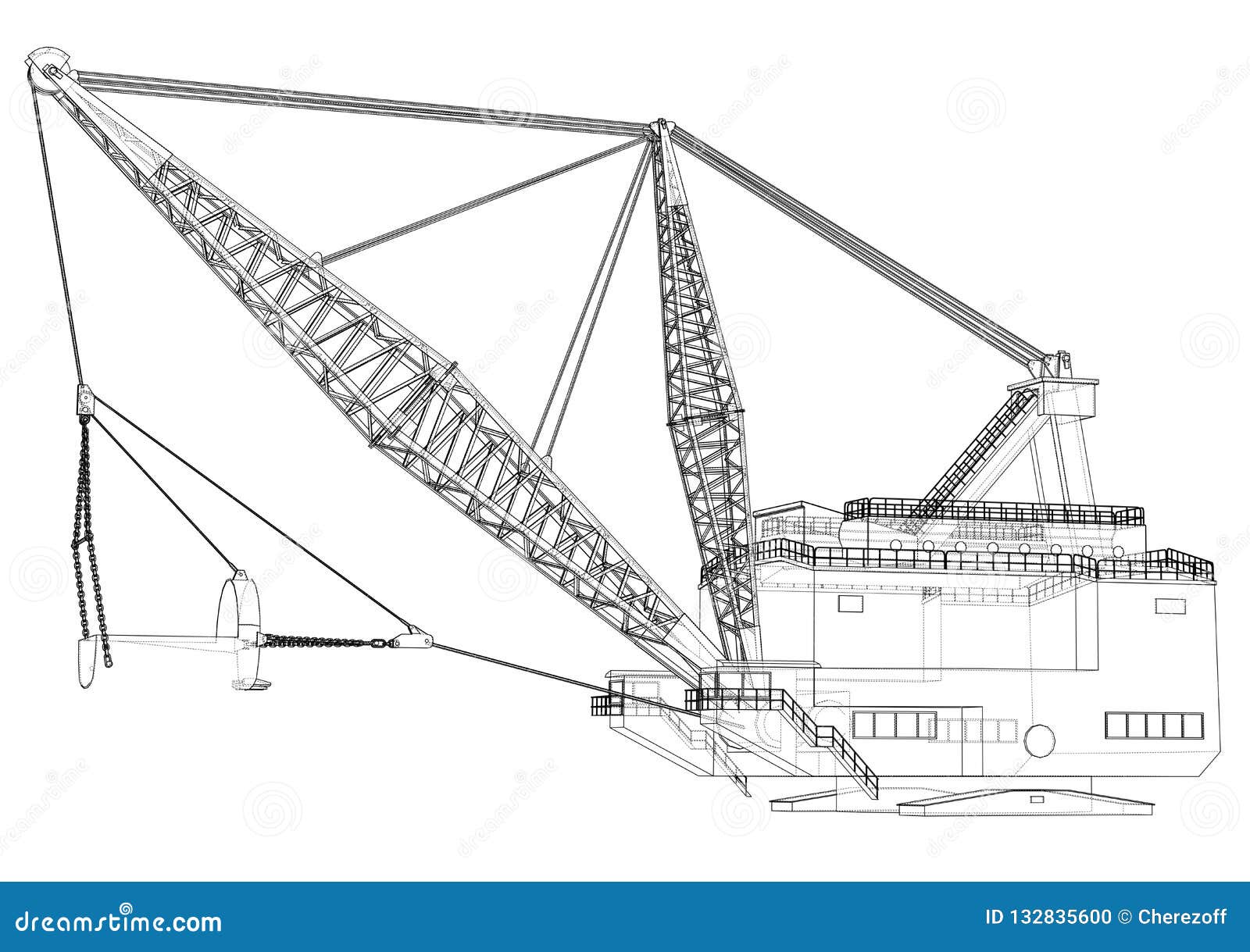 Dragline Walking Excavator. Vector Stock Vector - Illustration of ...