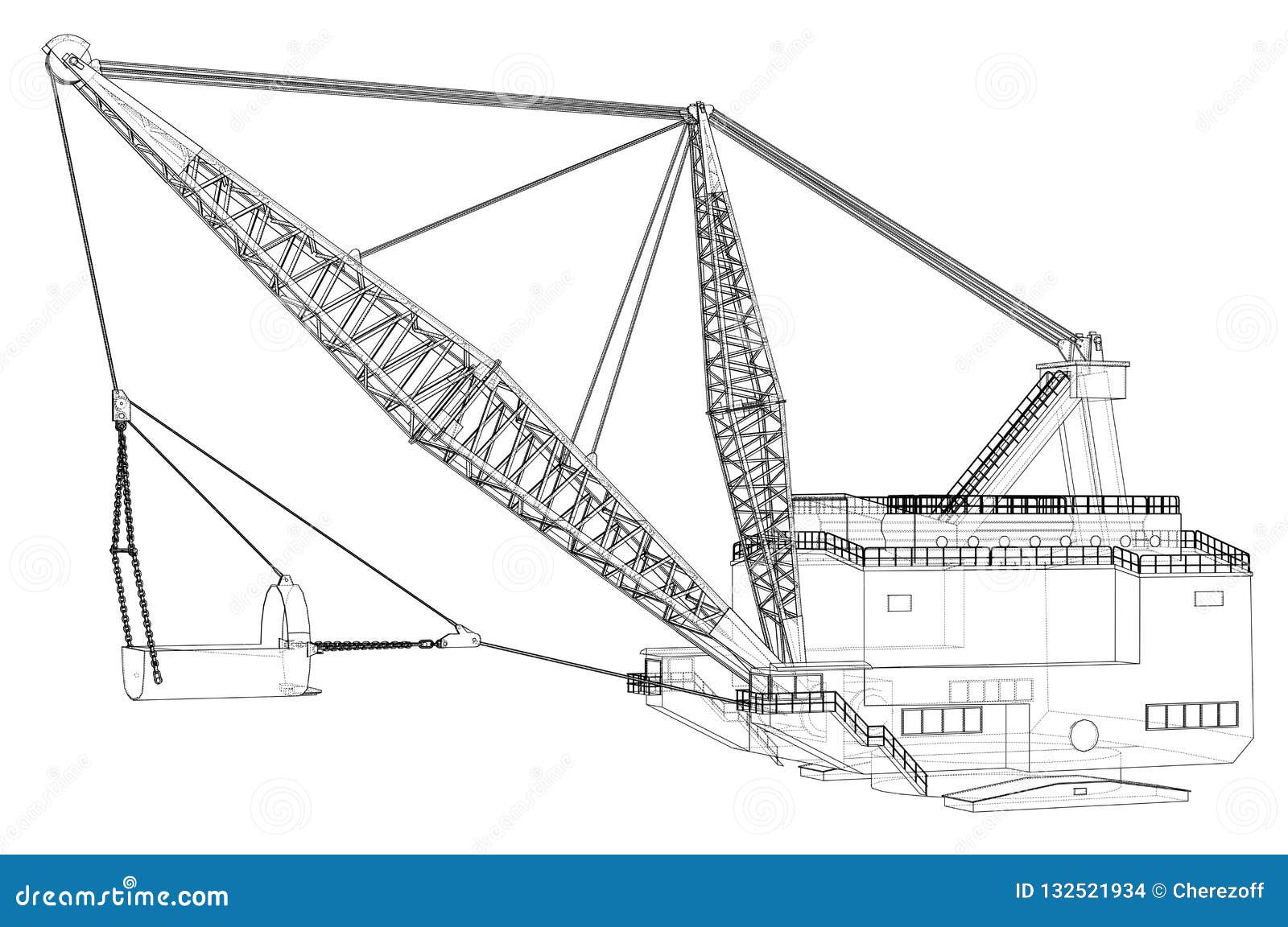 Dragline Walking Excavator. Vector Stock Vector - Illustration of ...