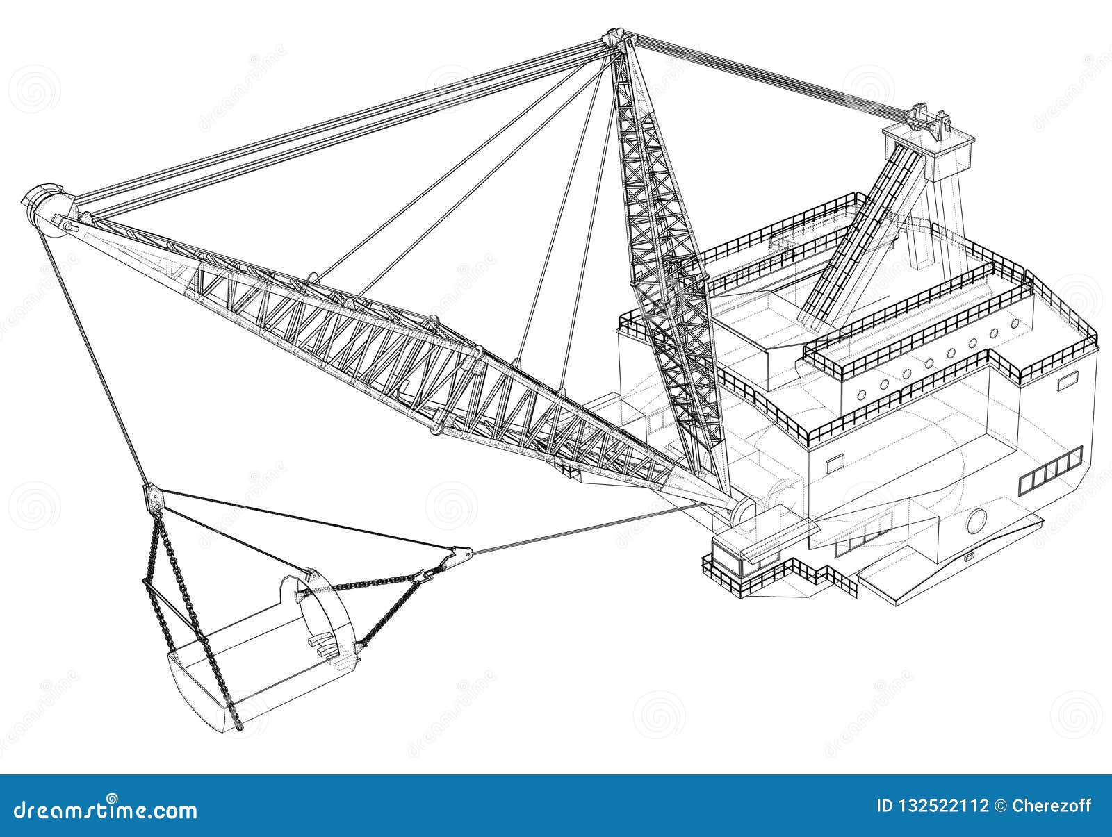 Dragline Walking Excavator. Vector Stock Vector - Illustration of huge ...