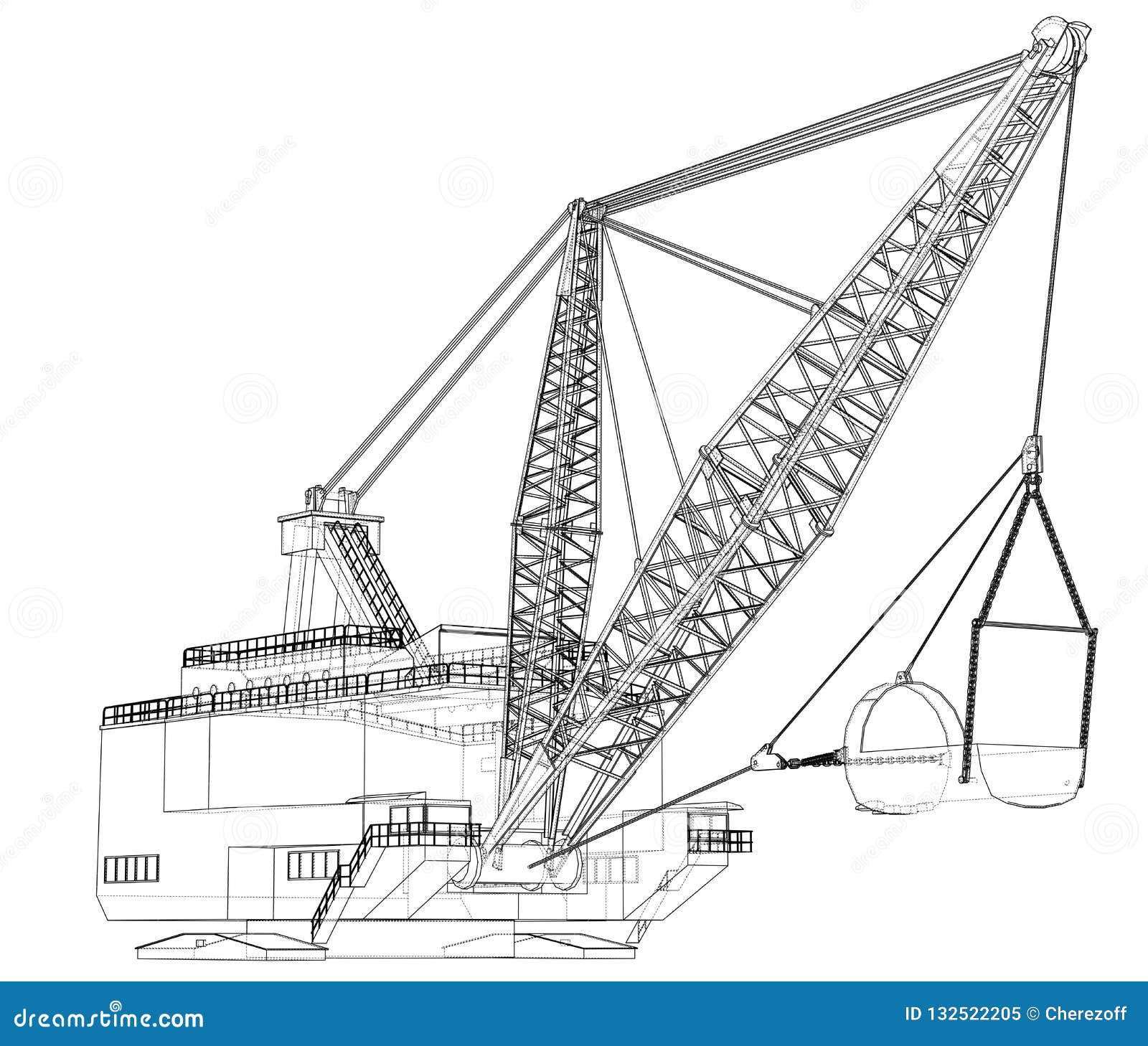 Dragline Walking Excavator. Vector Stock Vector - Illustration of ...