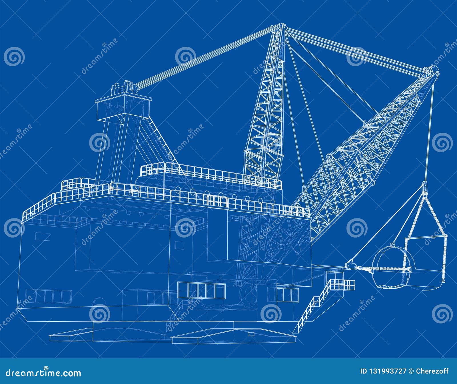 Dragline Walking Excavator. Vector Stock Vector - Illustration of ...