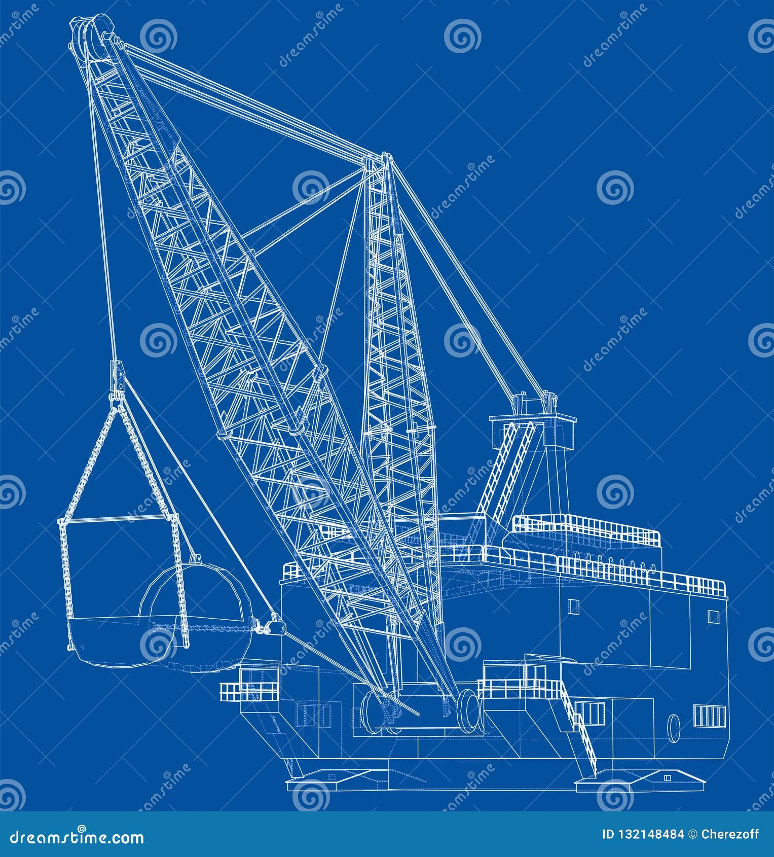 Dragline Walking Excavator. Vector Stock Vector - Illustration of ...