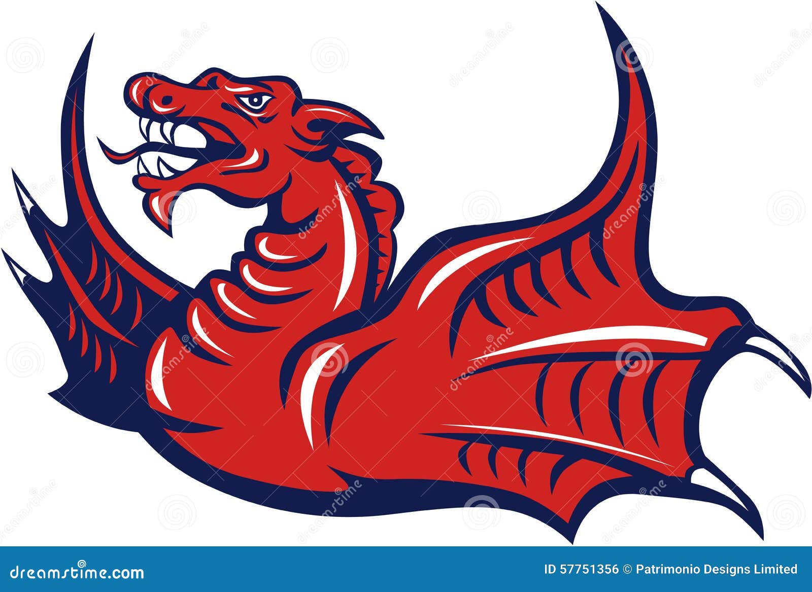 Dragon Angry Retro Rojo Chino Ilustración del Vector - Ilustración de ...