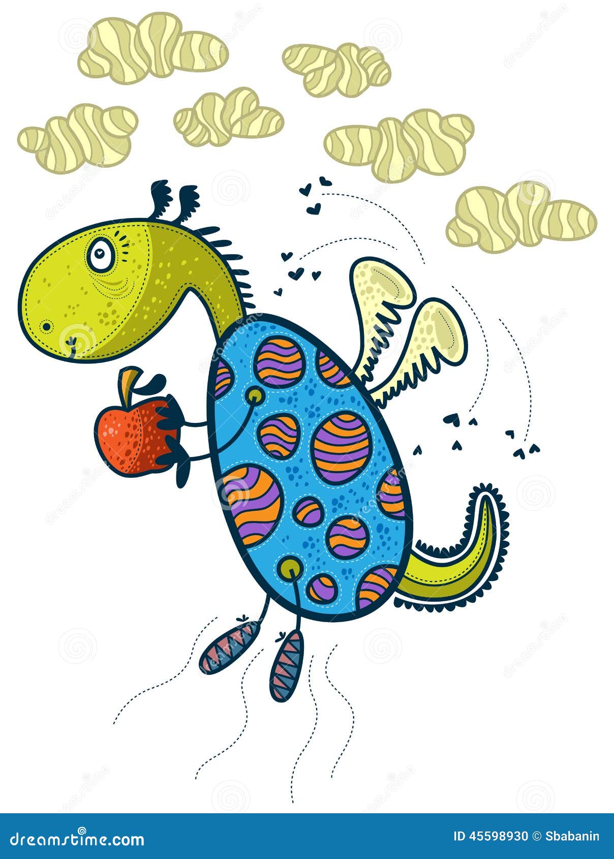 Dragon with apple stock vector. Illustration of celebrations - 45598930
